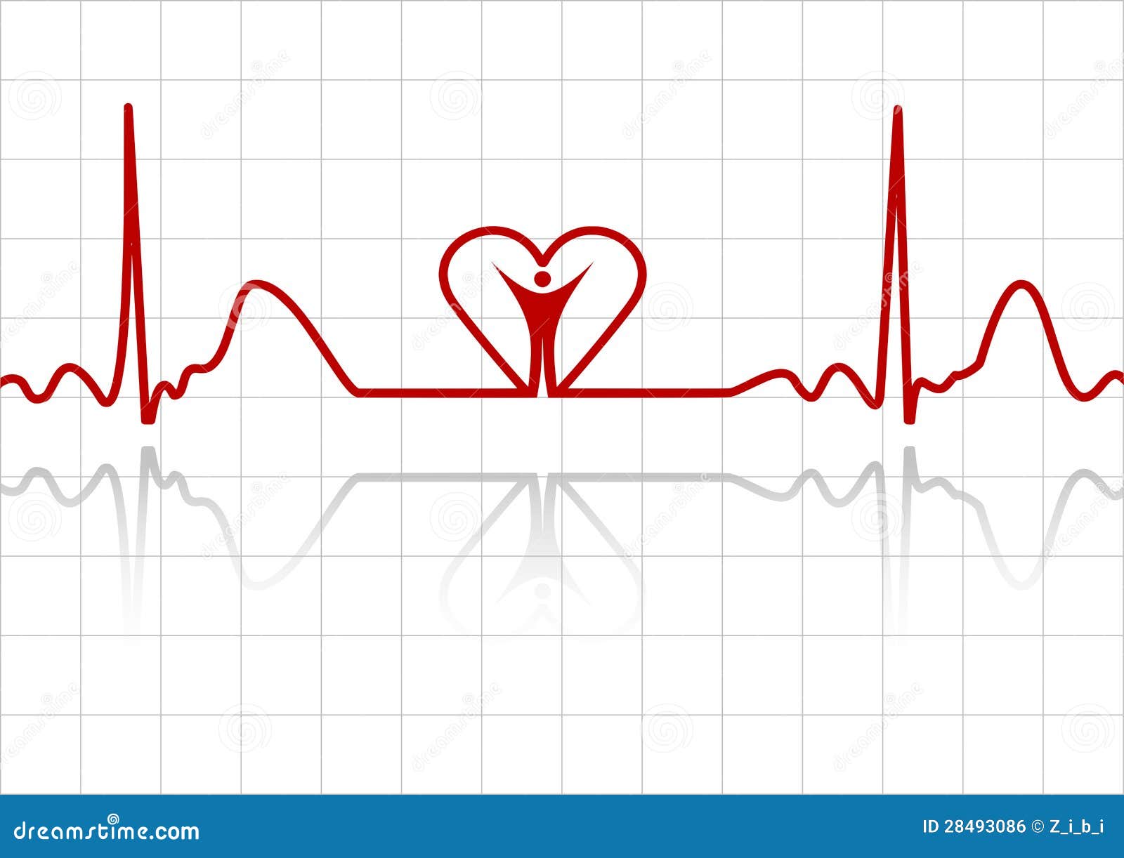 ECG met de mens en hart vector illustratie. Illustration of ziekte ...