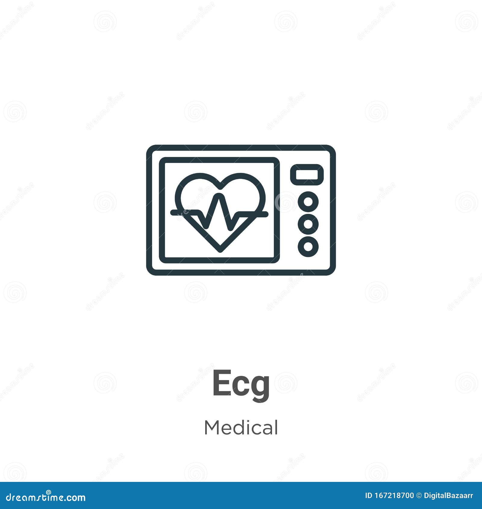 Ecg Outline Vector Icon. Thin Line Black Ecg Icon, Flat Vector Simple ...