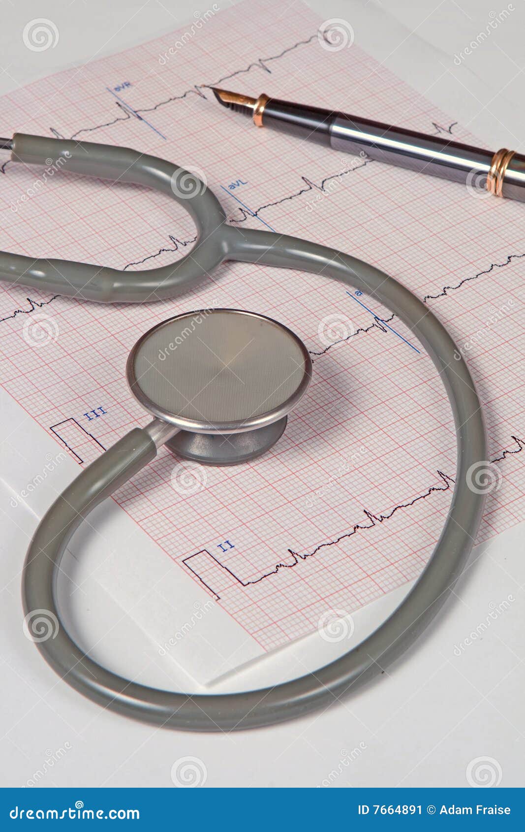 ECG and stethoscope stock image. Image of health, cardiogram - 7664891