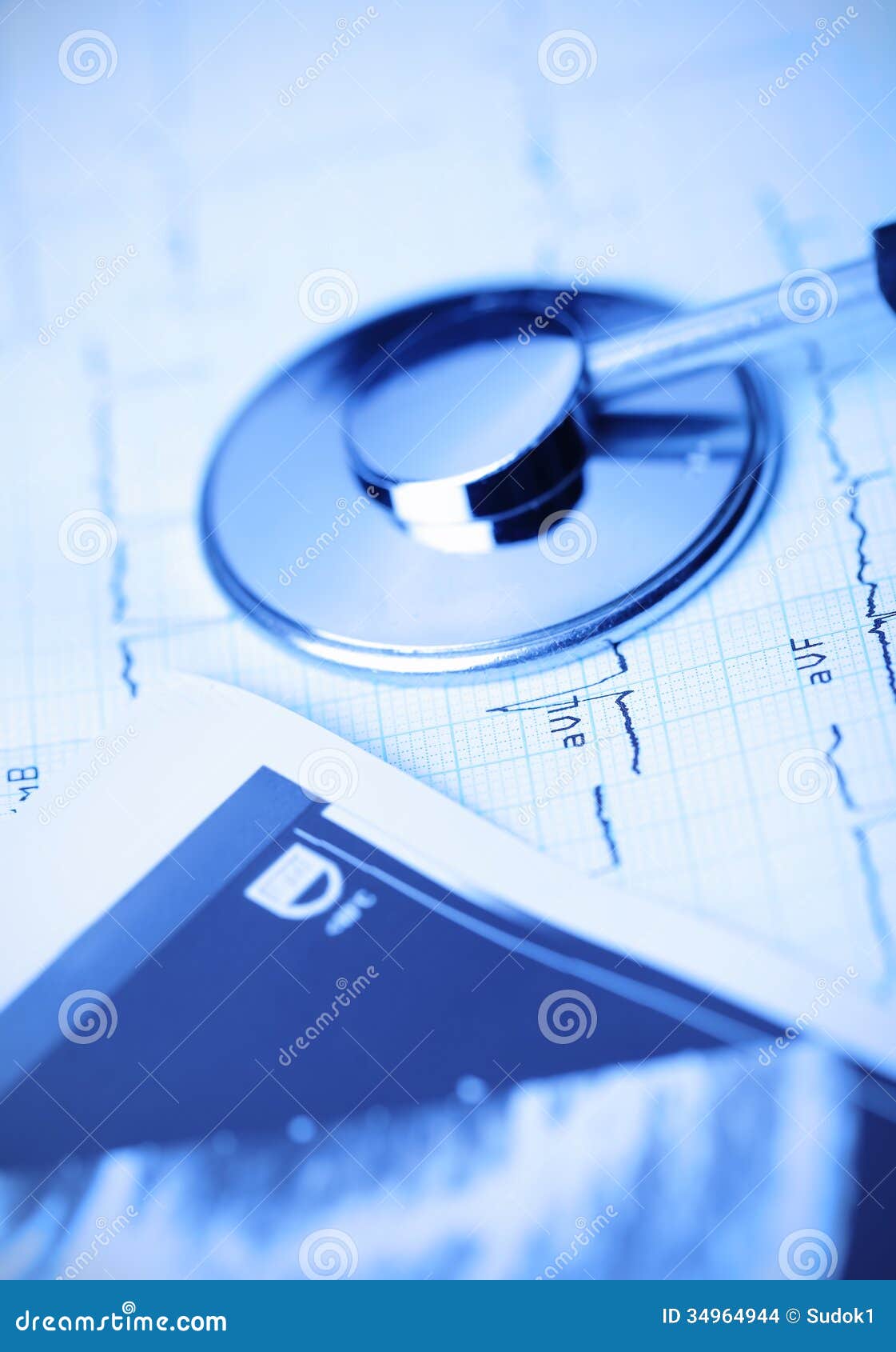 ECG and stethoscope stock photo. Image of graphic, background - 34964944