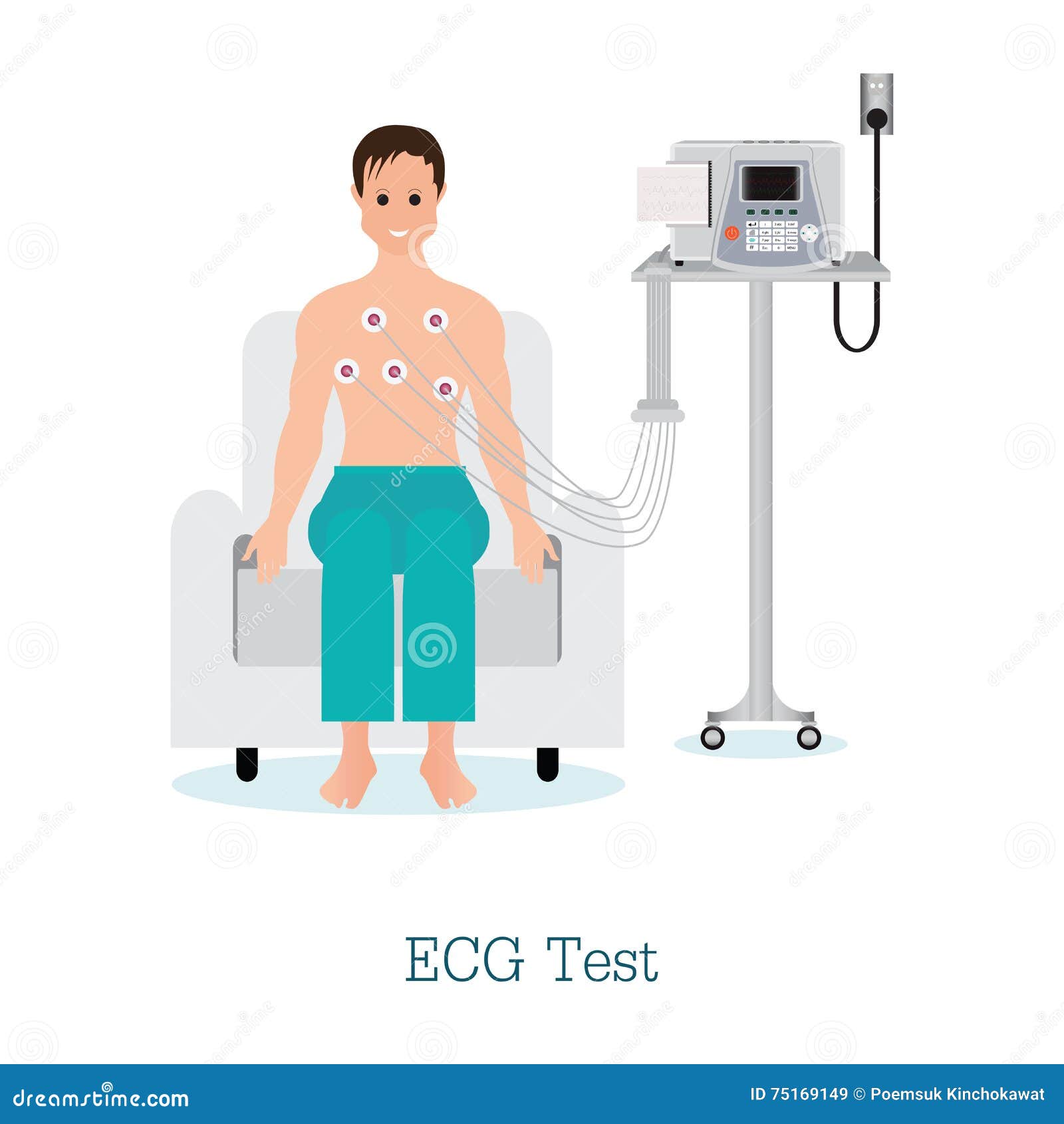 Ecg Test Or The Cardiac Test With Patient Stock Vector Illustration