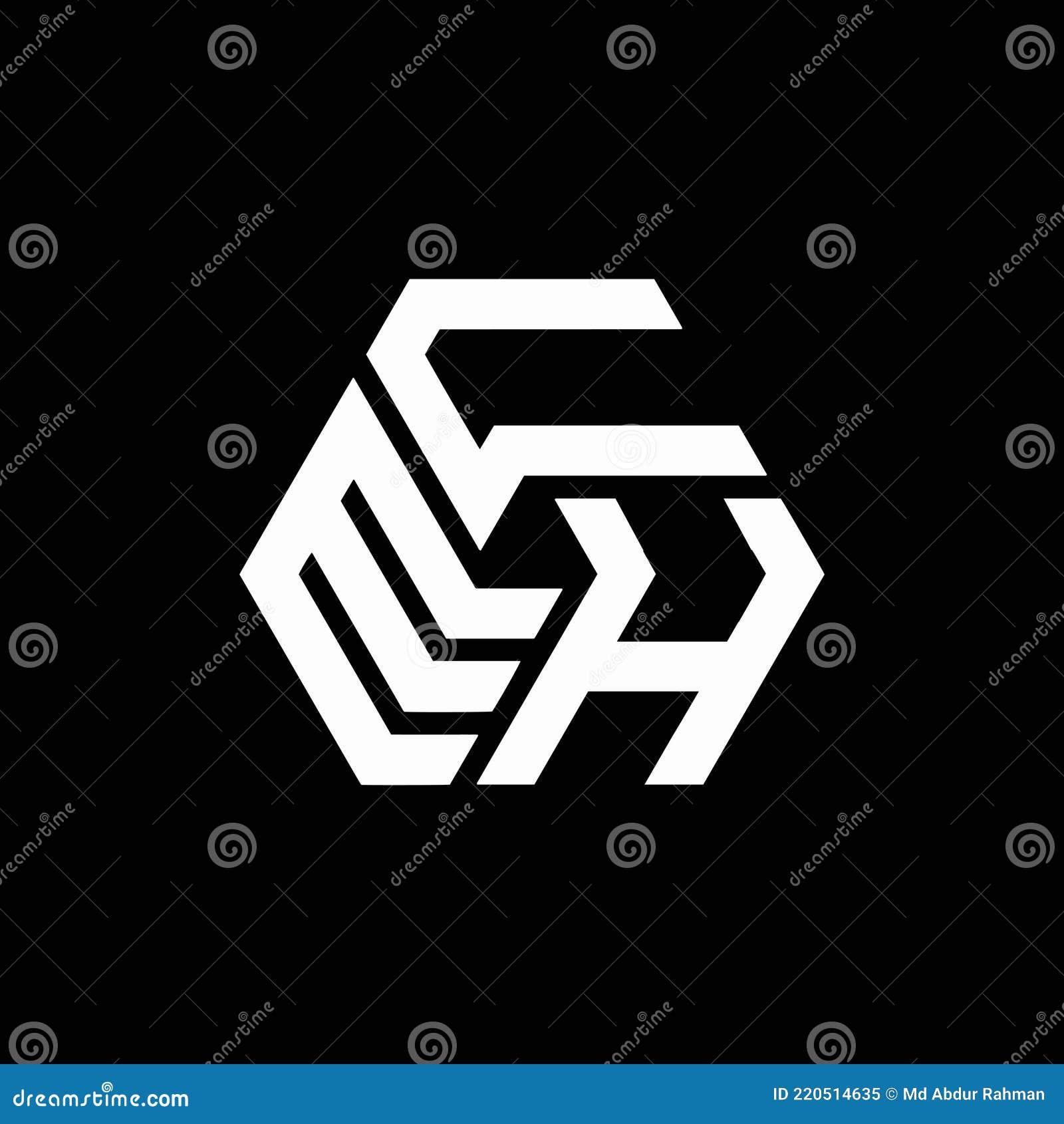 ECH Letter Logo Design on Black Background. ECH Creative Initials ...