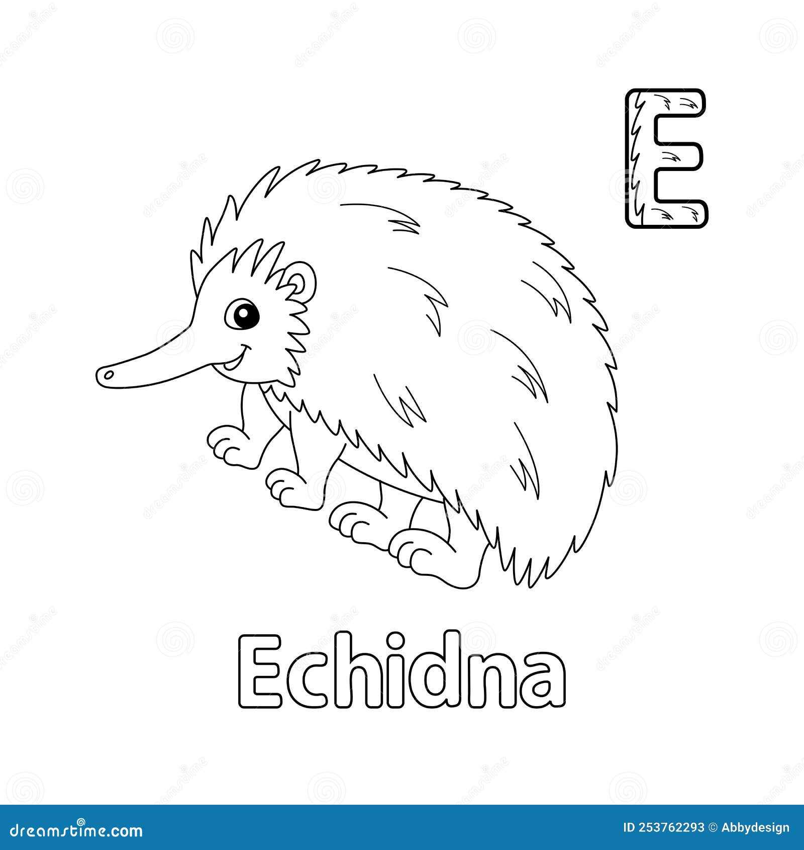 Echidna Alphabet ABC Coloring Page E Stock Vector - Illustration of ...
