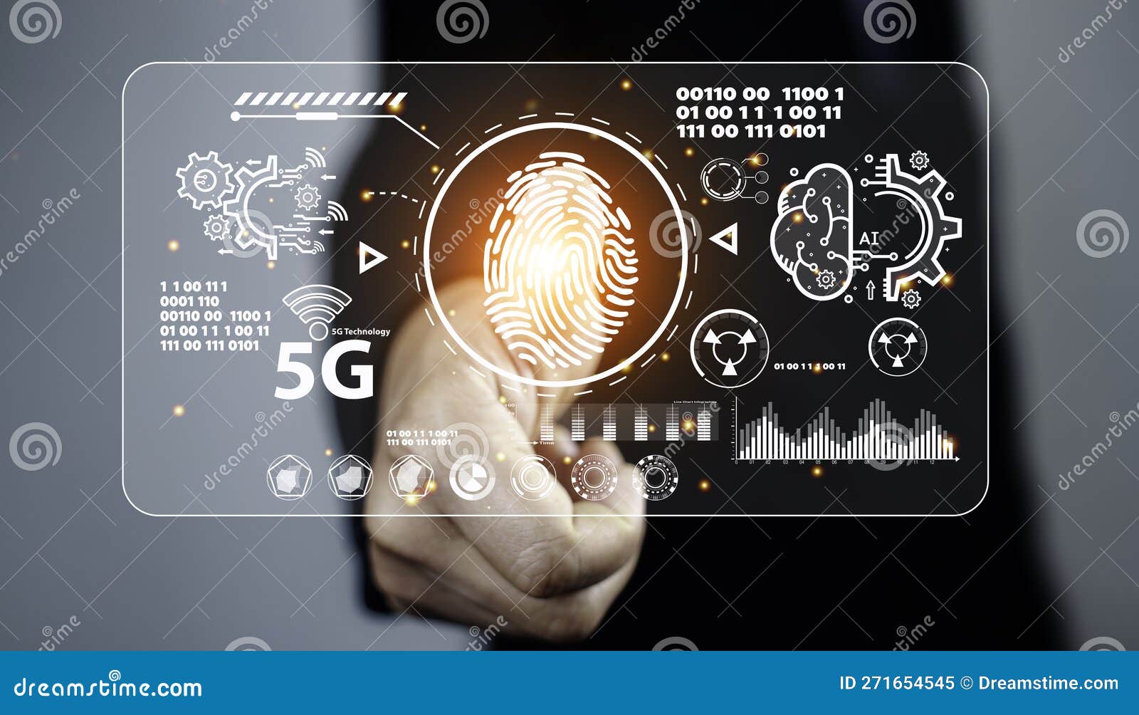 Echnology Fingerprint Systems Cyber Security. Futuristic Digital ...