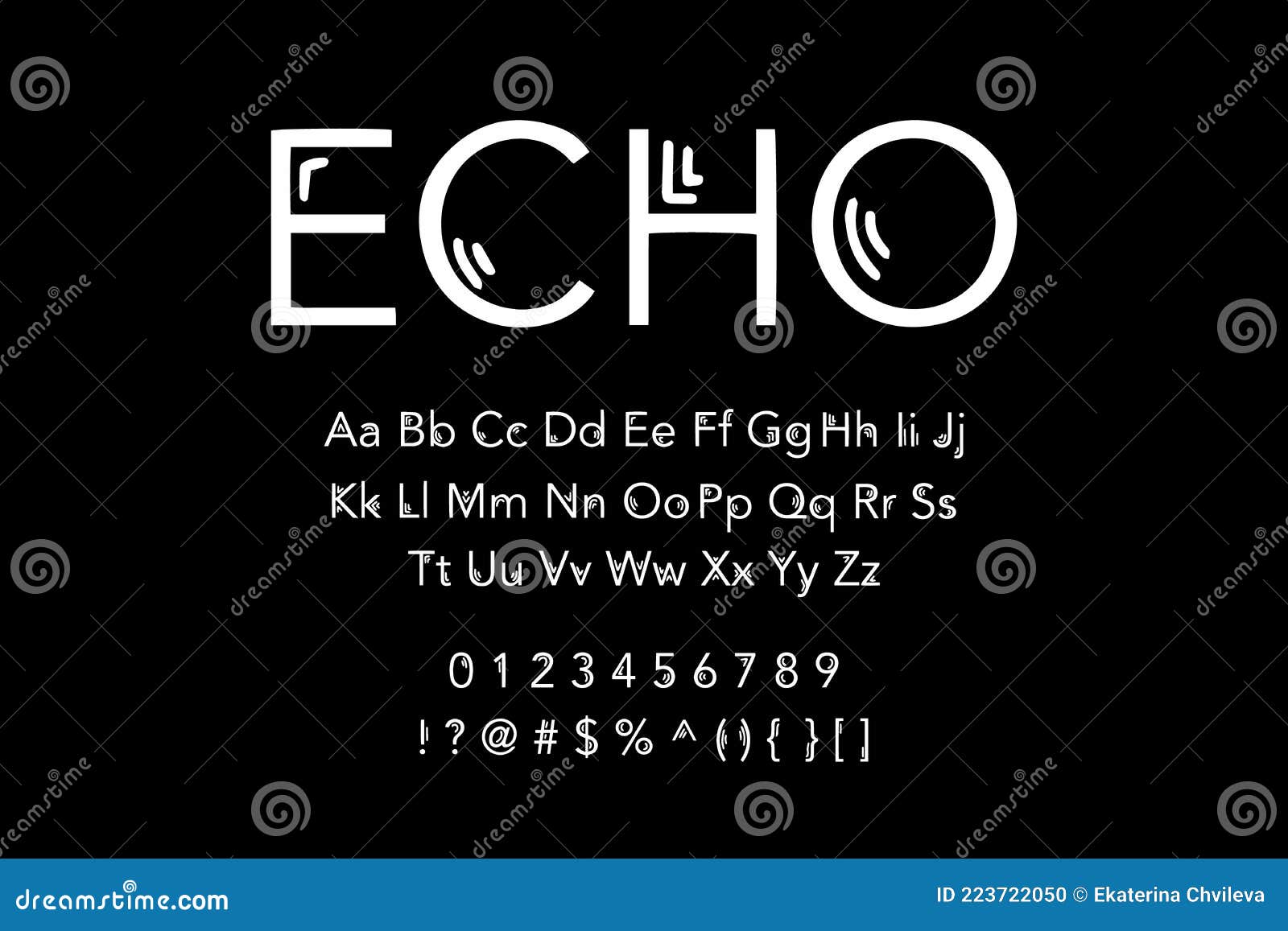 Echo Hand Drawn Vector Type Lettering I Cartoon Comic Style Black White ...