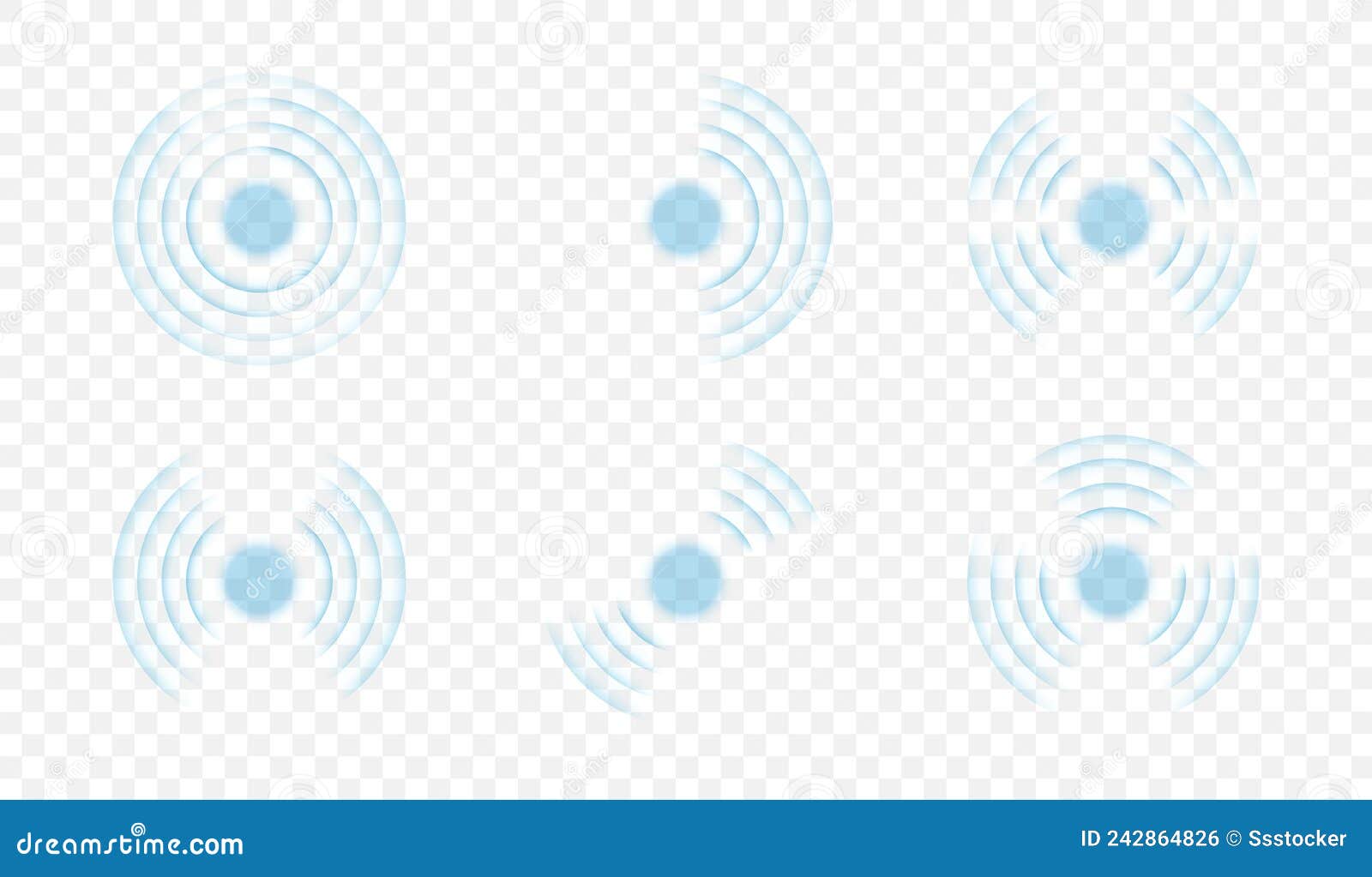 Echo Sonar Waves. Sound Cycle Pulse Circular Wave, Pattern Radar Screen ...