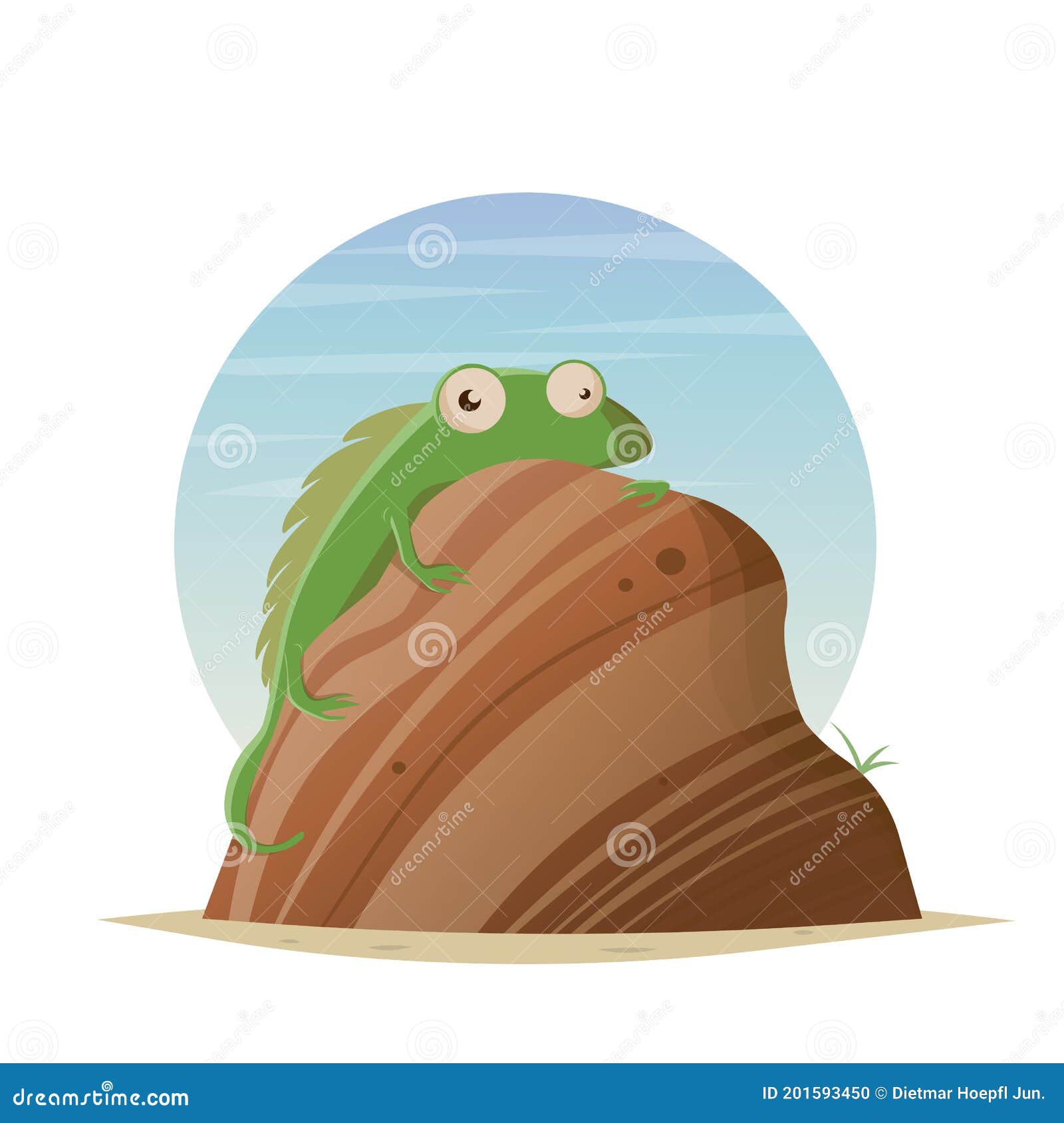 Funny Cartoon Lizard Sitting on a Rock Stock Vector - Illustration of ...