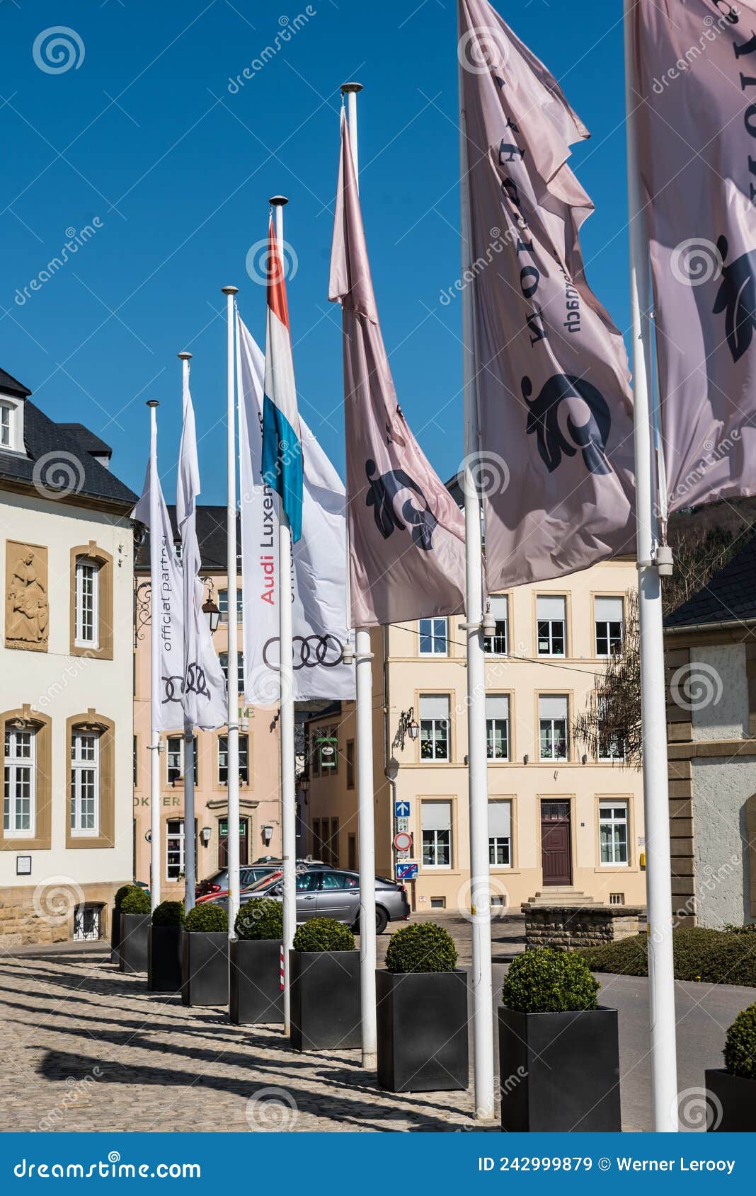 Echternach - the Grand Duchy of Luxembourg - Town Hall, Flags and ...
