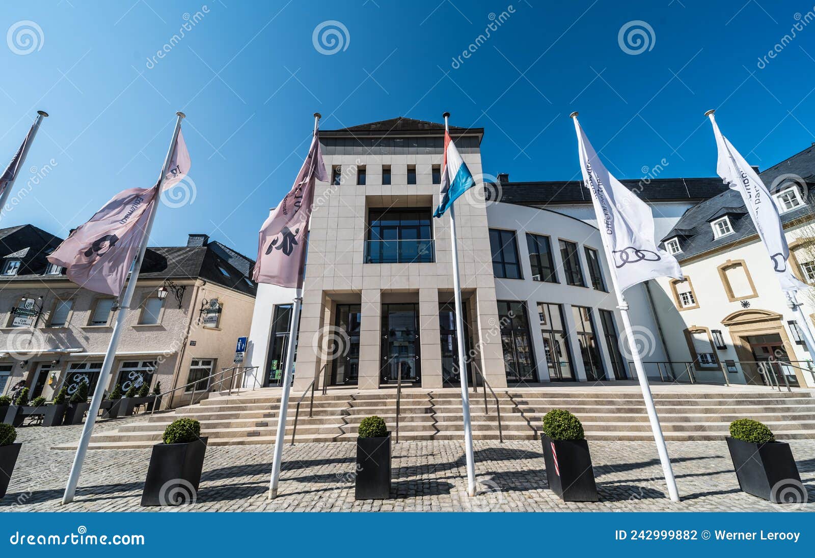 Echternach - the Grand Duchy of Luxembourg - Town Hall, Flags and ...