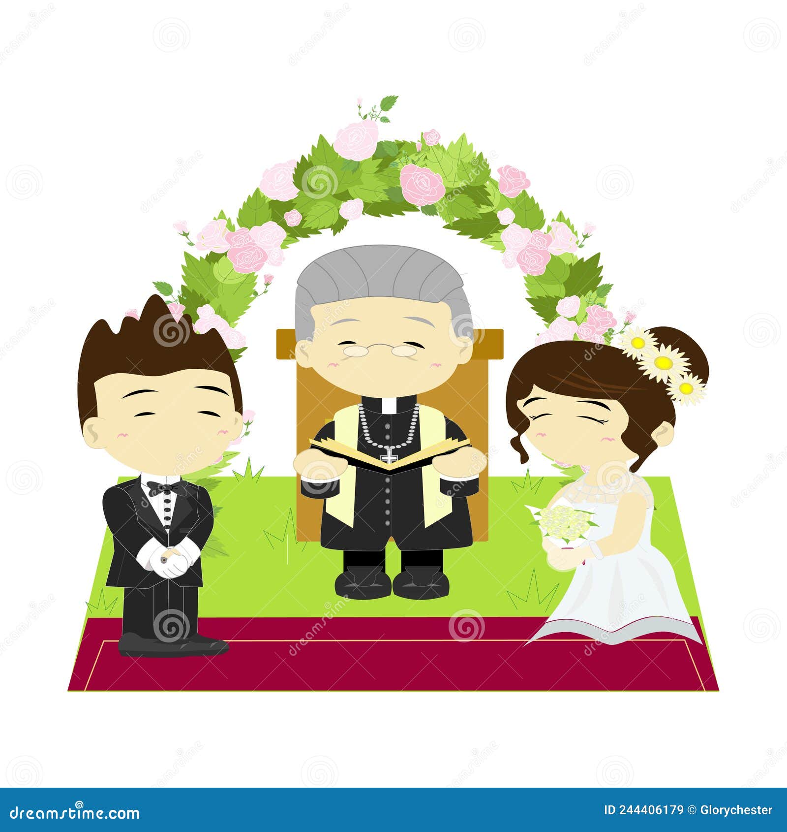 Echtpaar Met Priester Trouwt in Tuinbride En Groom Woont De Ceremonie ... Echtpaar Met Priester Trouwt in Tuinbride En Groom Woont De Ceremonie ...
