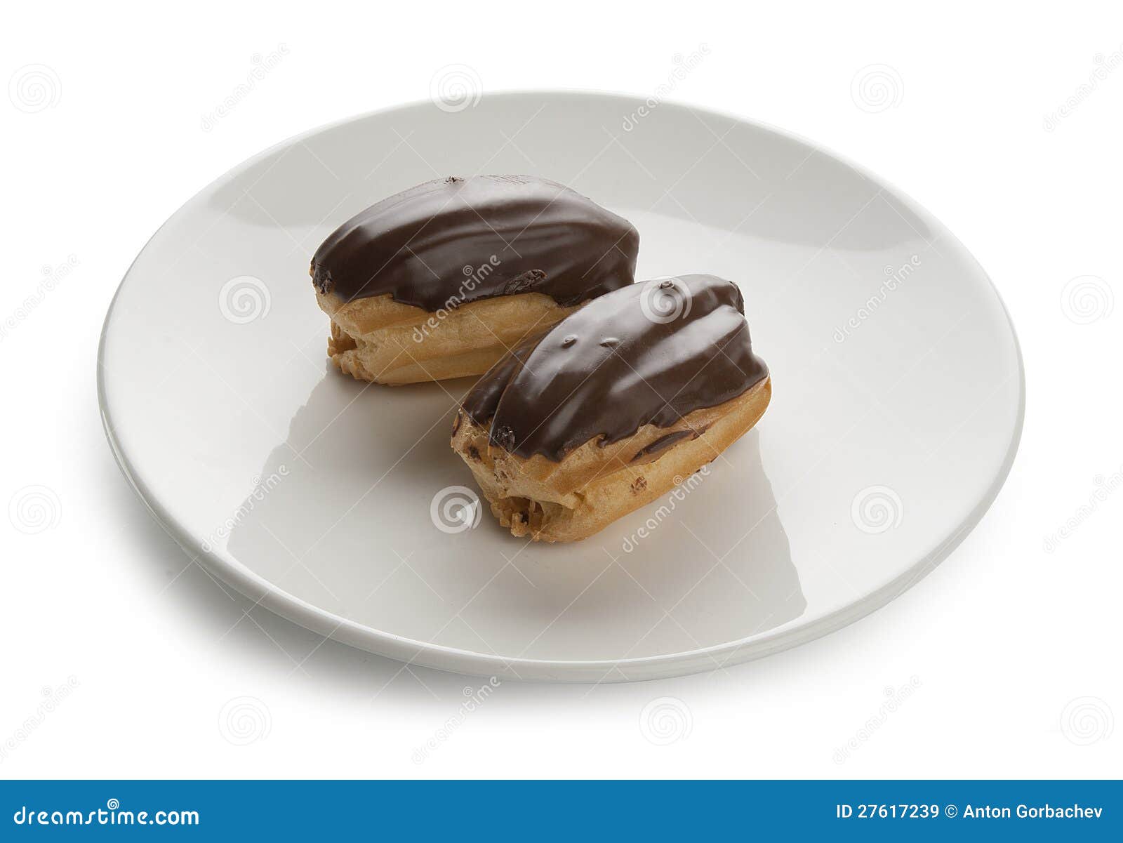 Eclair stock image. Image of white, plate, brown, food - 27617239
