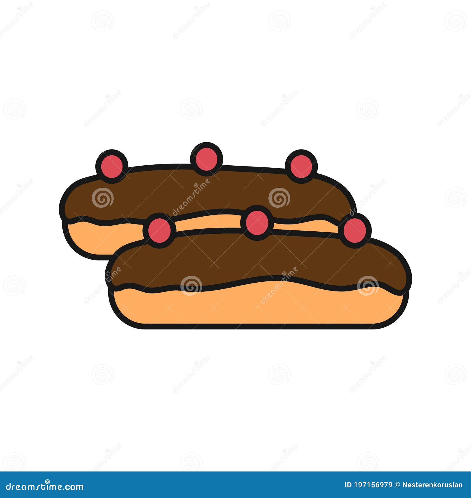 Eclair Cake Vector Illustration, Hand Drawing Sketch | CartoonDealer ...