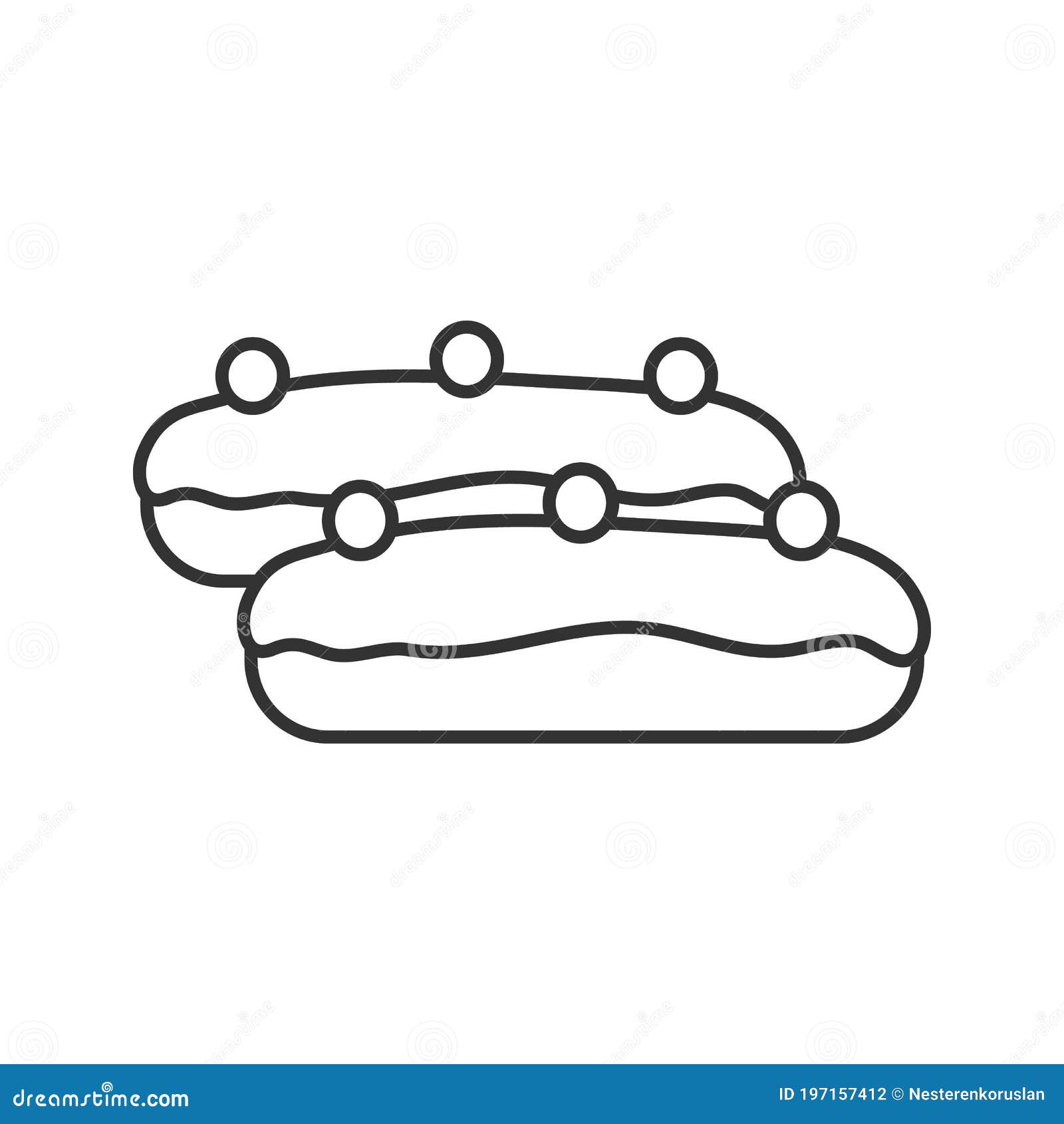 Eclair cake linear icon stock vector. Illustration of cookie - 197157412