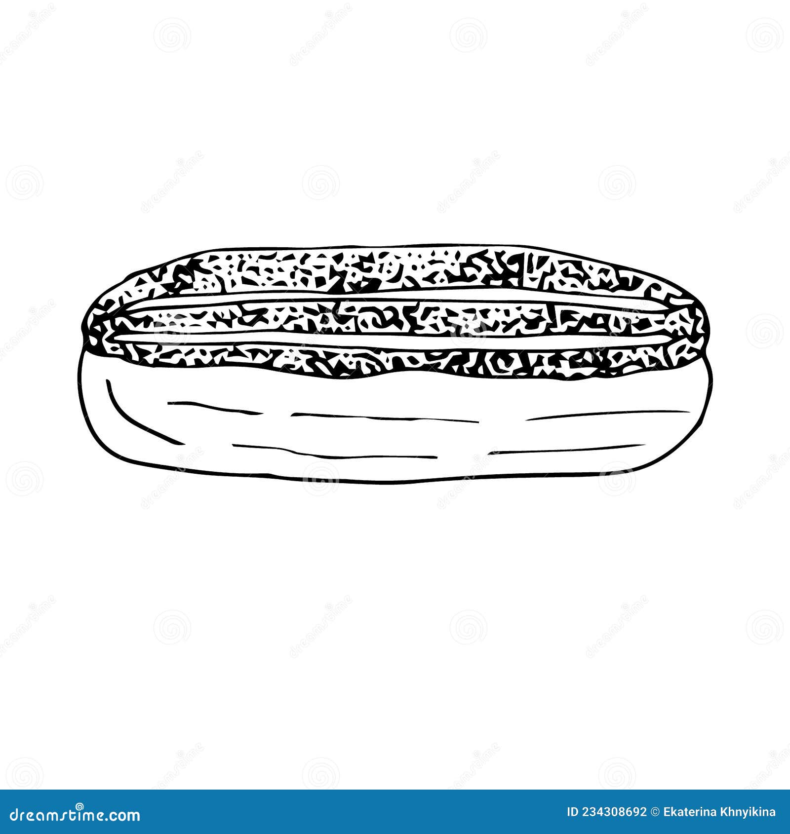 Eclair Cake Vector Illustration, Hand Drawing Sketch Stock Vector ...