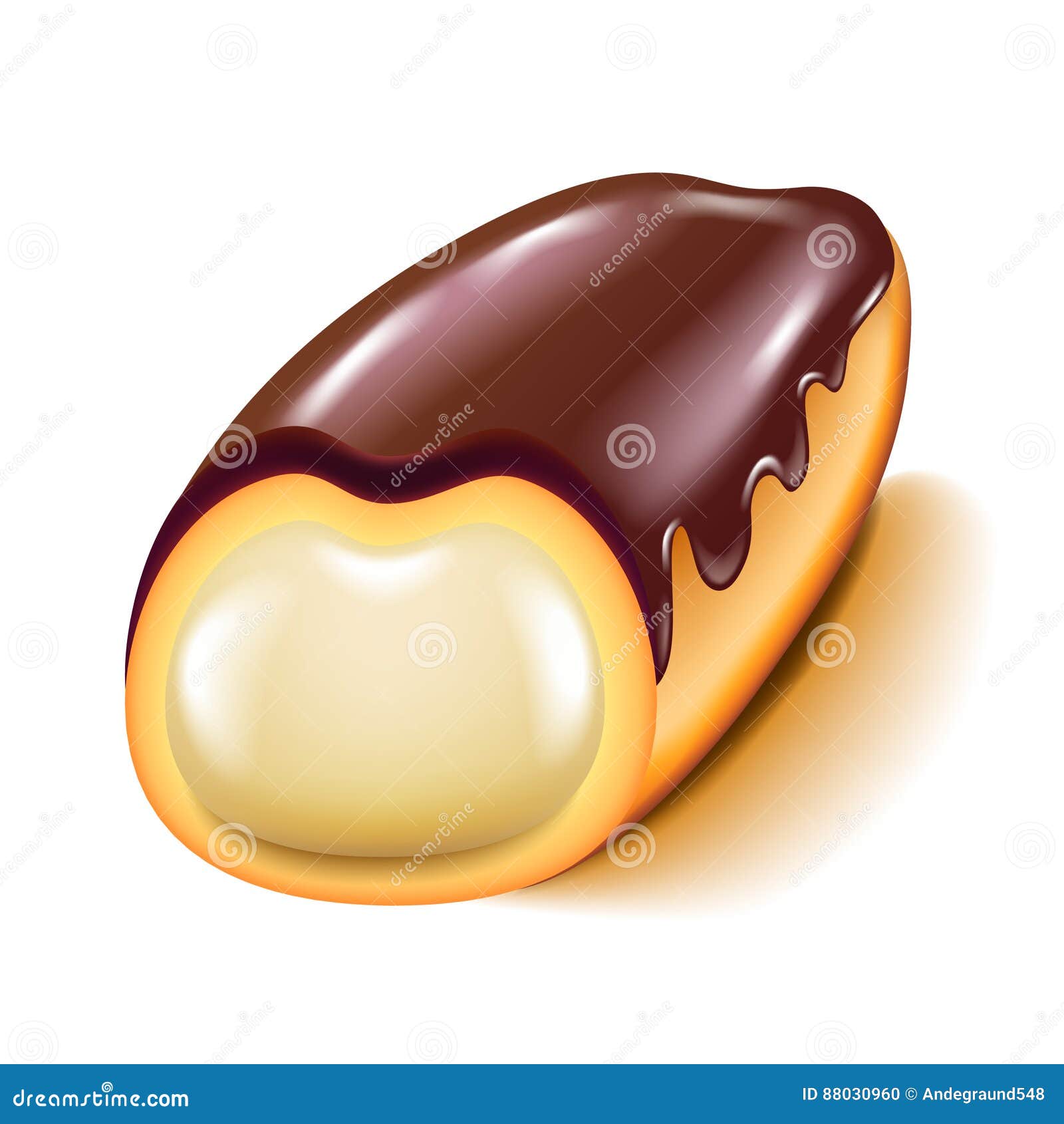 Eclair Cake on White Vector Stock Vector - Illustration of cream, baked ...
