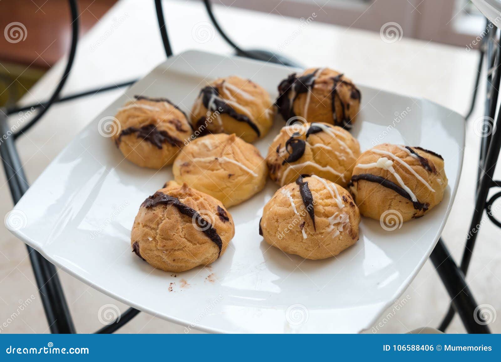 Eclair or Choux Cream with Topped Chocolate on White Plant Stock Photo ...