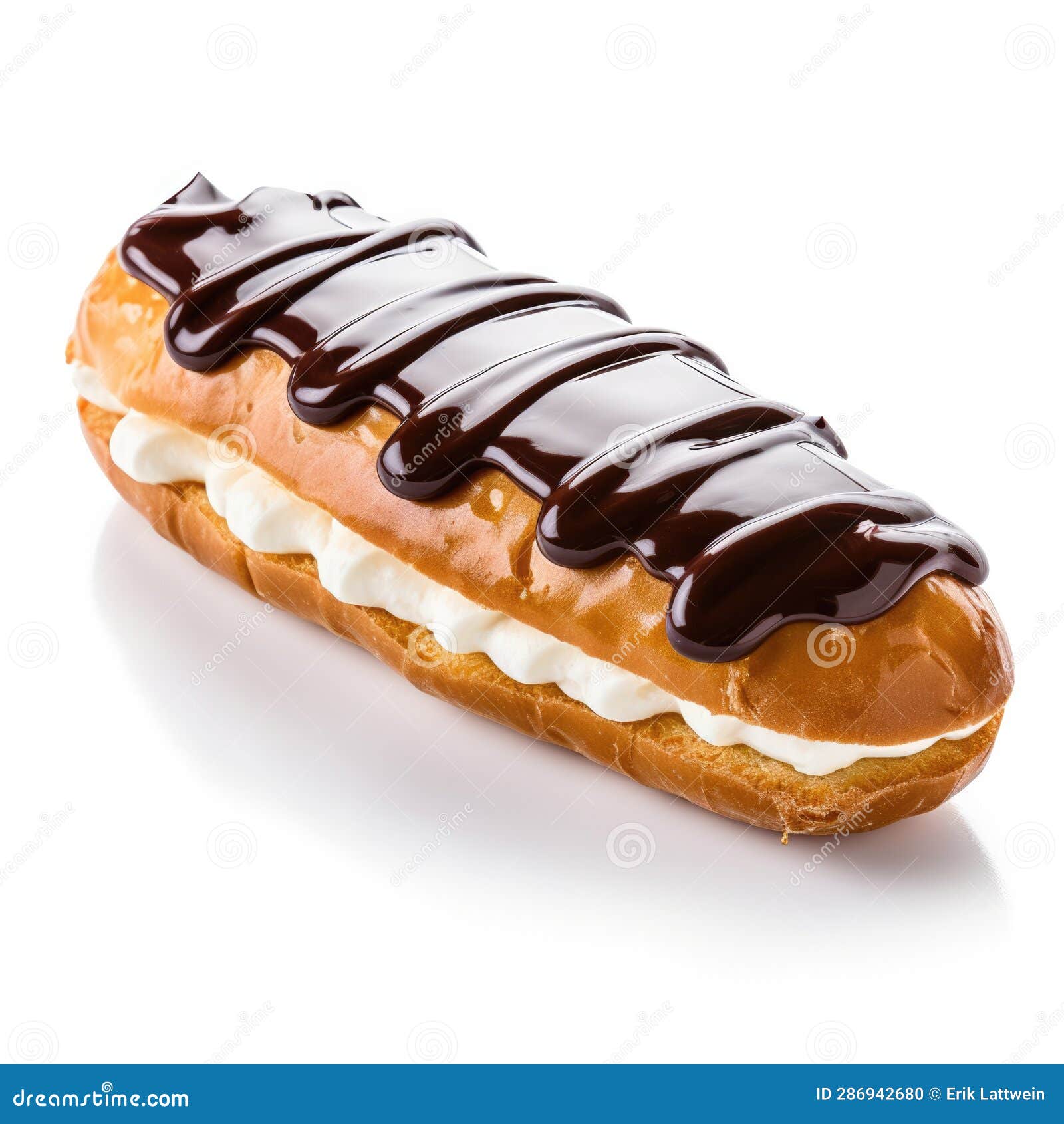 Eclair on Plain White Background - Product Photography Stock ...