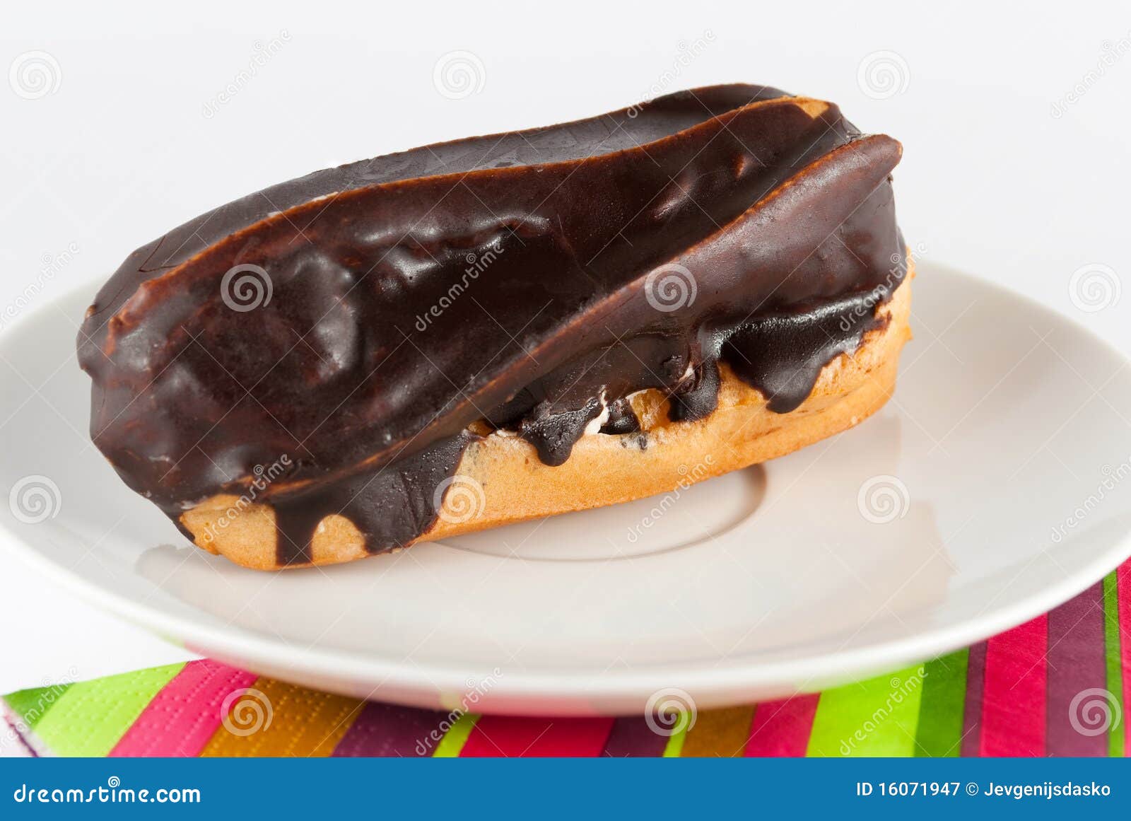 Eclair on a plate stock image. Image of desert, still - 16071947