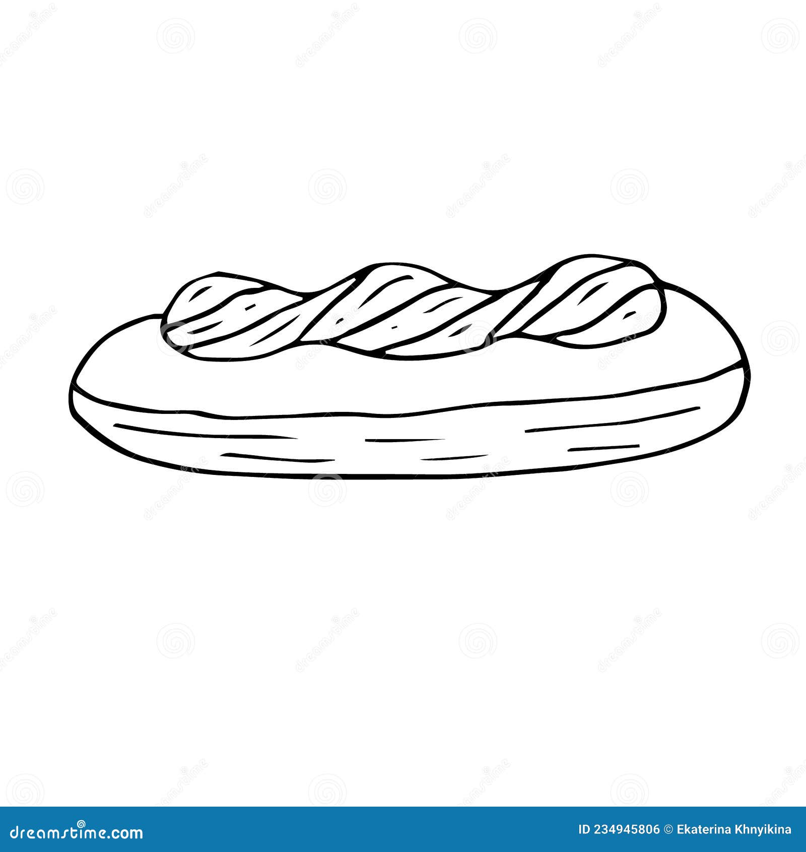 Eclair Hand Drawn Sketch Isolated On White. Vector Illustration Of ...