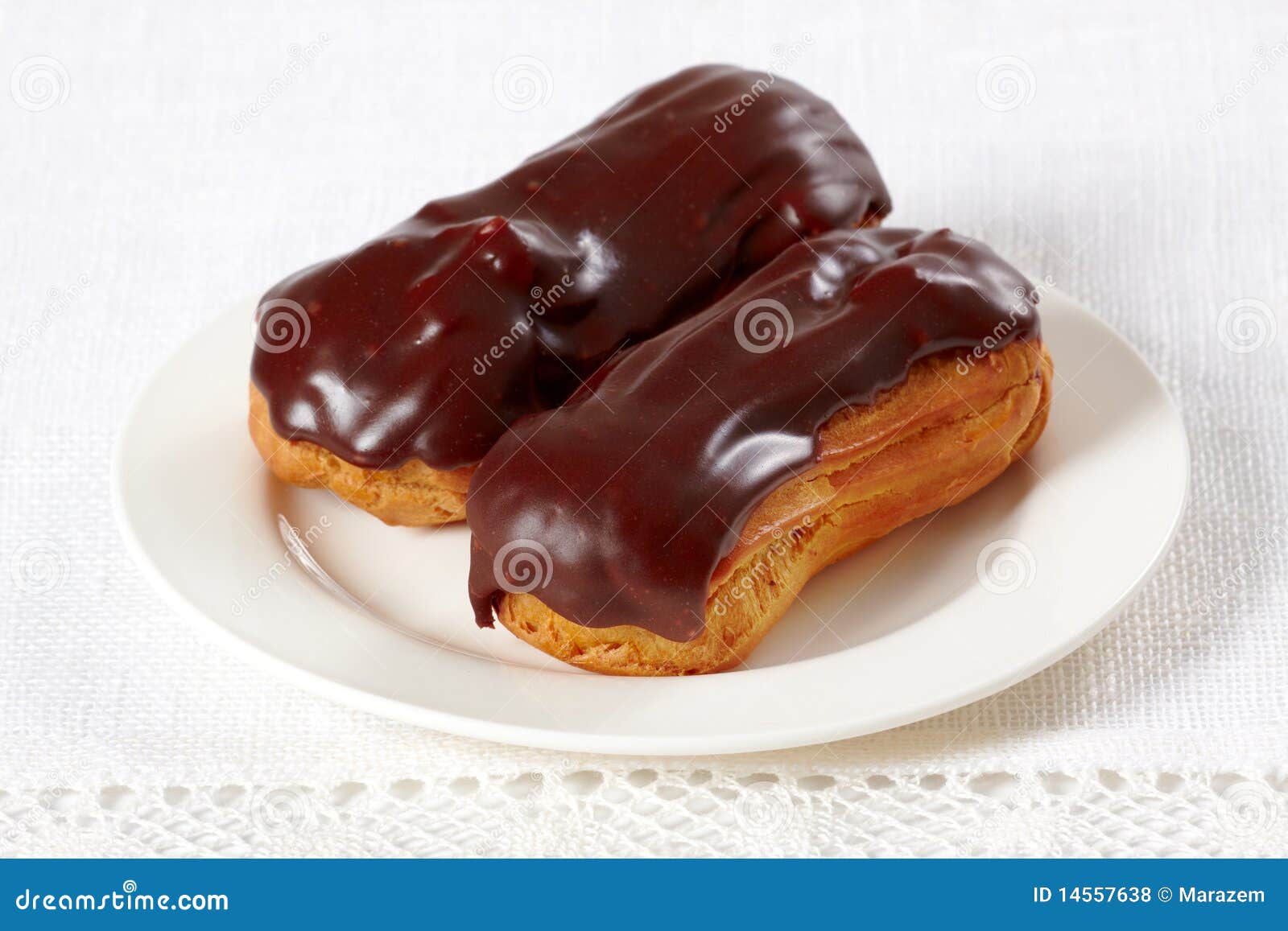 Eclairs stock photo. Image of plate, dessert, chocolate - 14557638
