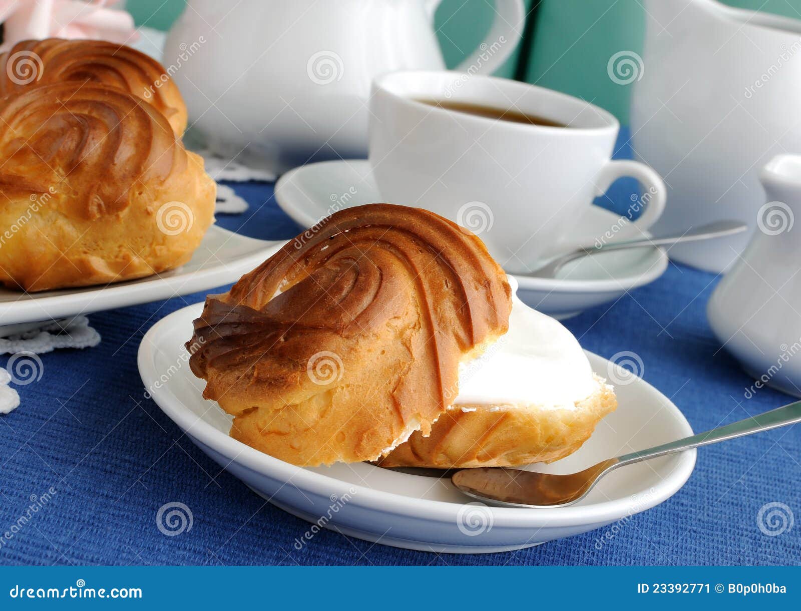 Eclairs with a Cup of Coffee Stock Image - Image of product, sugar ...