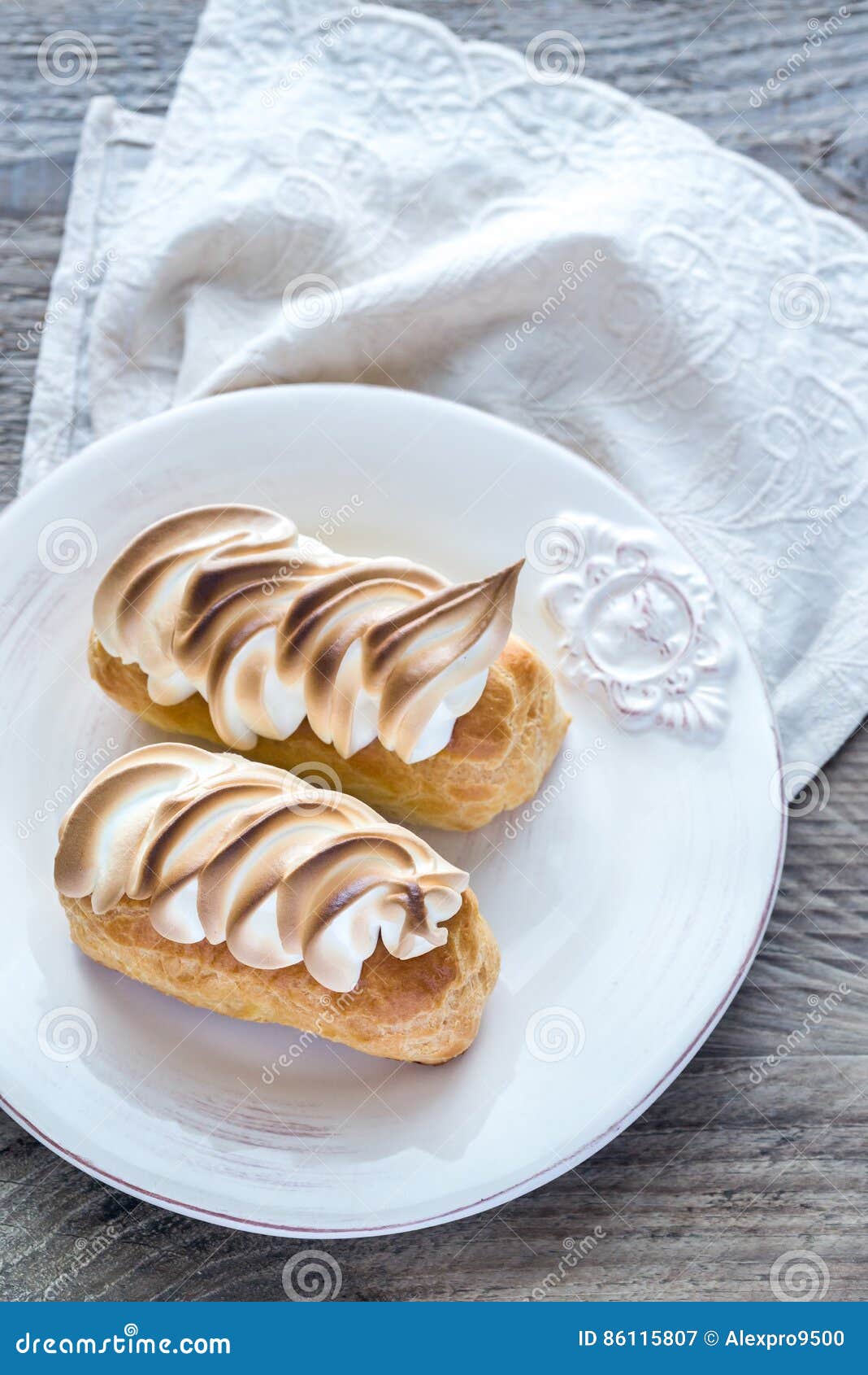 Eclairs with Lemon Curd and Meringue Stock Image - Image of cuisine ...