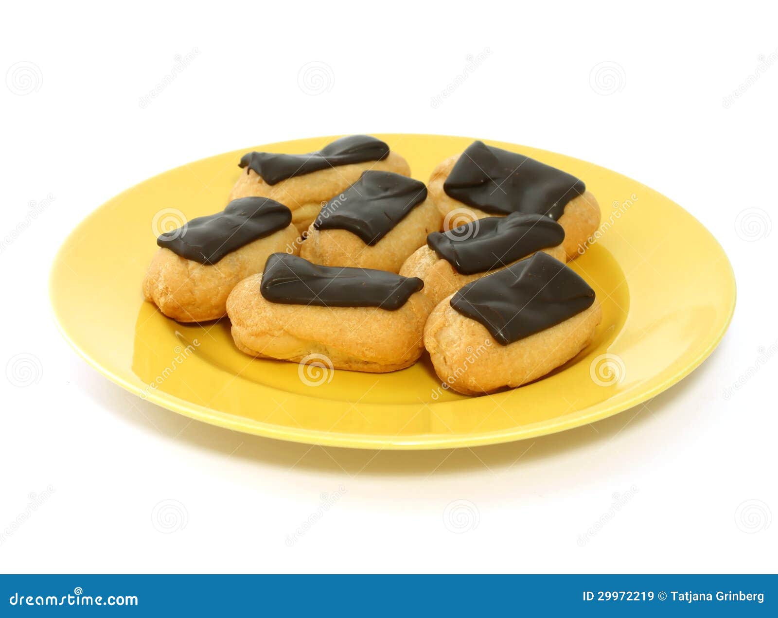 Eclairs On Plate On White Background Stock Image - Image of french ...