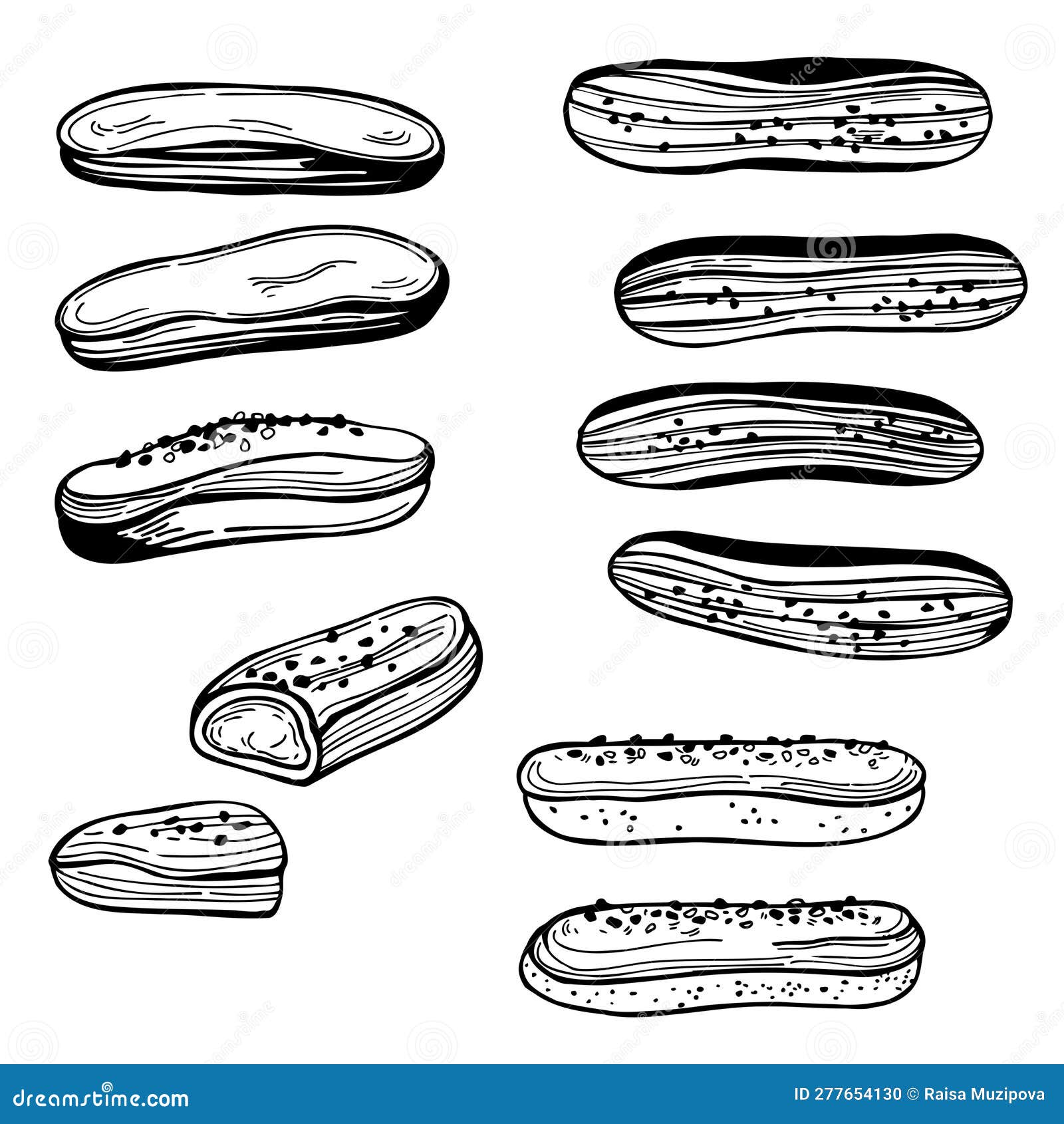 Eclairs. Sketch Illustration Stock Vector - Illustration of custard ...