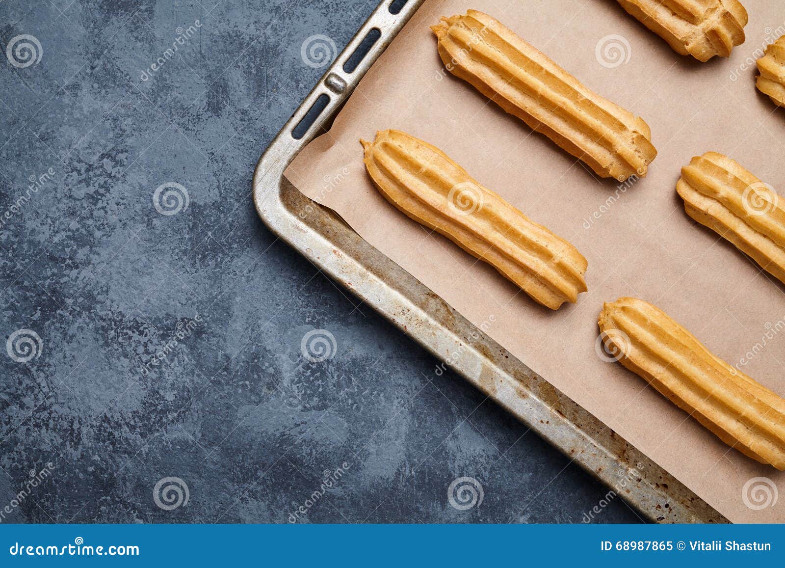 Eclairs Traditional French Cuisine with Empty Frame Template for Text ...