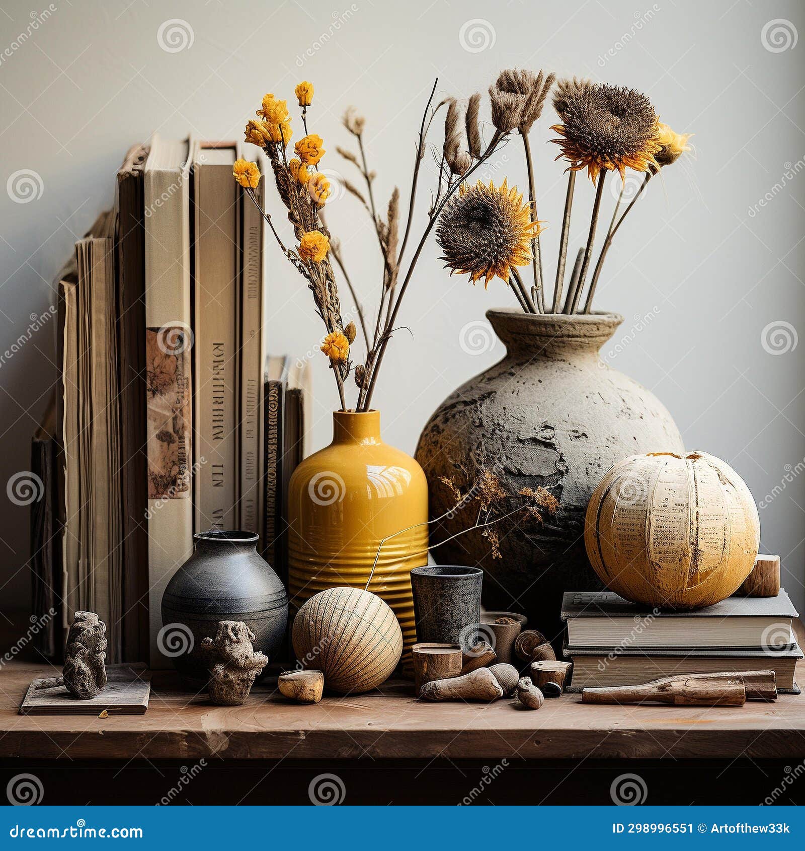 Eclectic Harmony: Abstract Collage of Vintage Objects in Warm Natural ...
