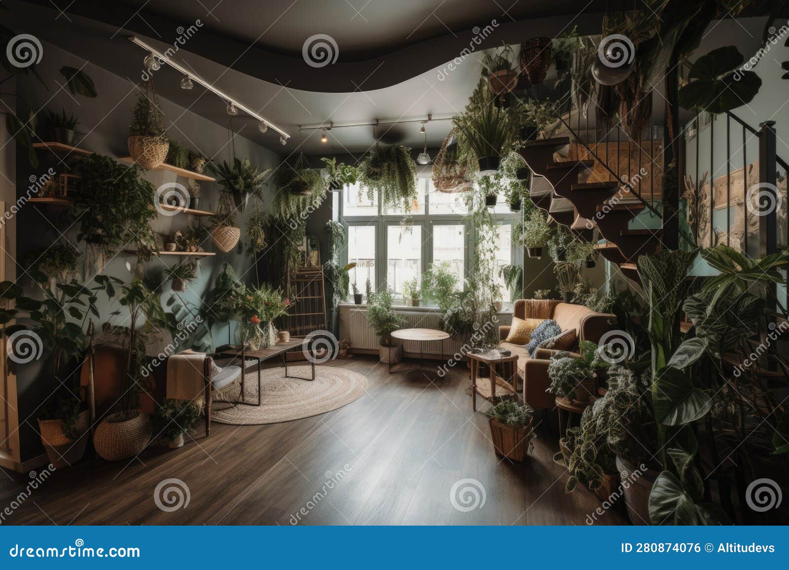 An Eclectic Interior with an Array of Indoor Plants and Greenery Stock ...