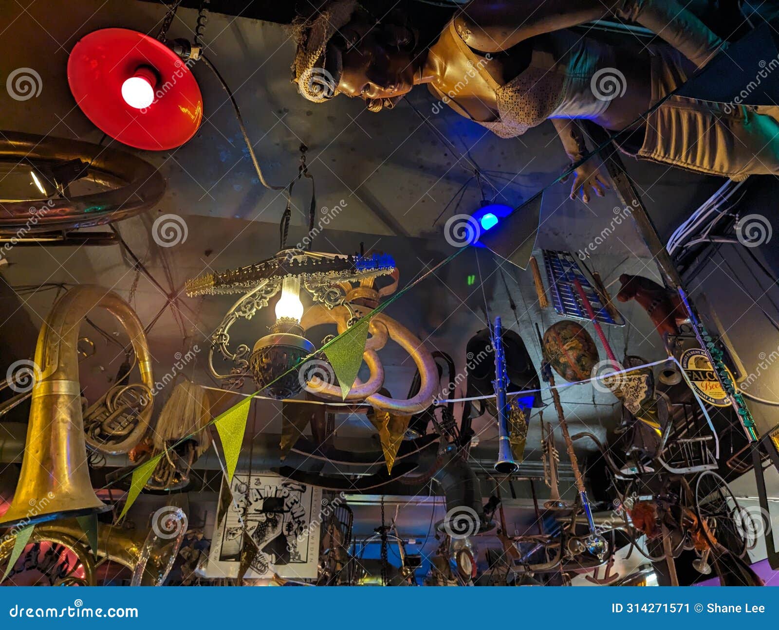 Eclectic Interior with Colorful Lighting and Decor Stock Image - Image ...