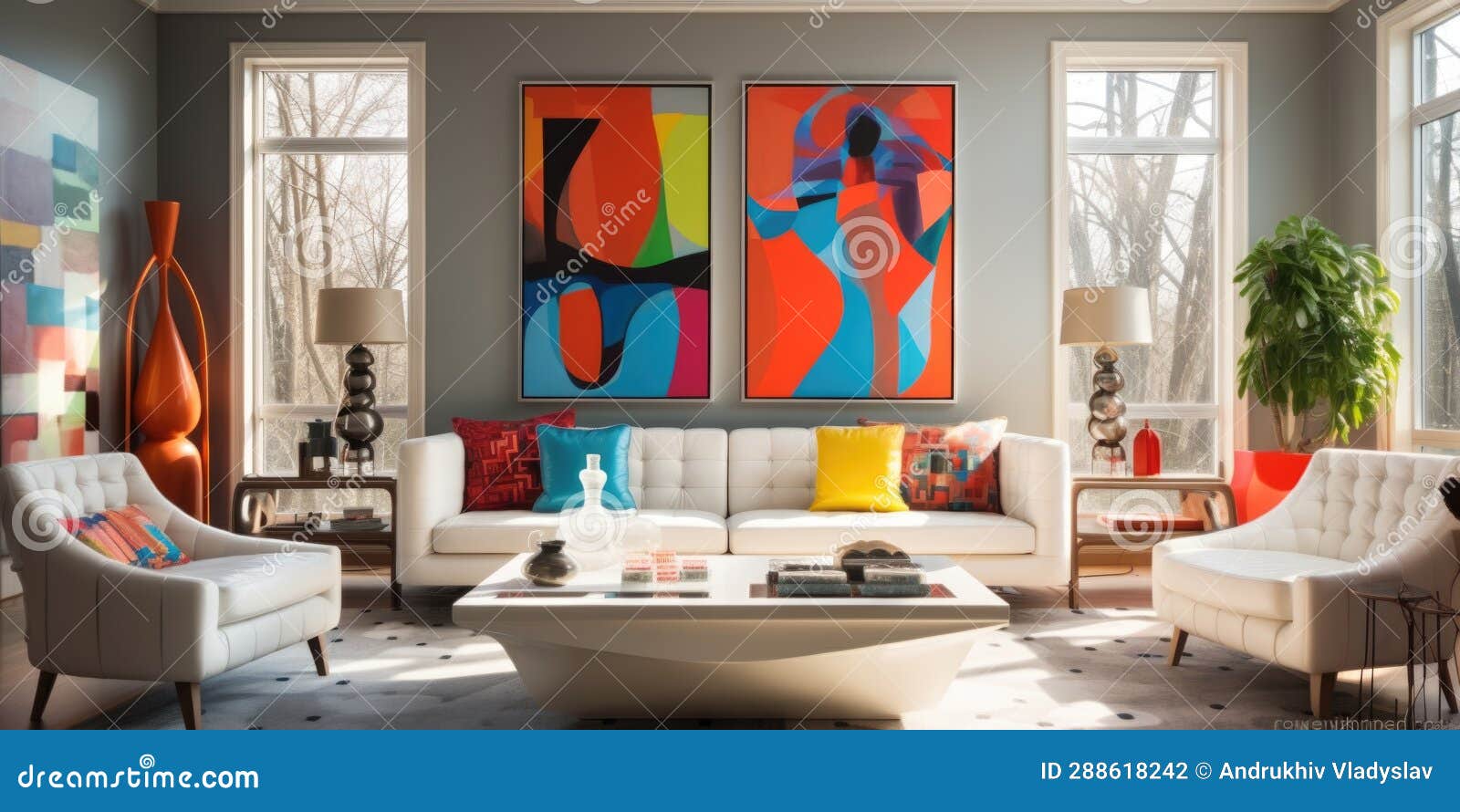 Eclectic Interior Design of Modern Living Room Stock Illustration ...