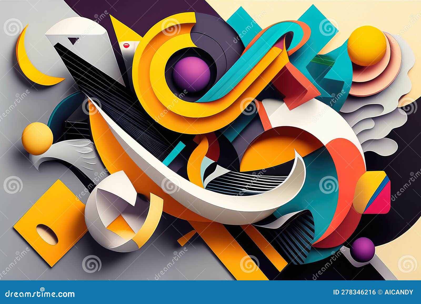 Eclectic Mix of Playful Shapes in Contrasting Colors Overlaps and ...