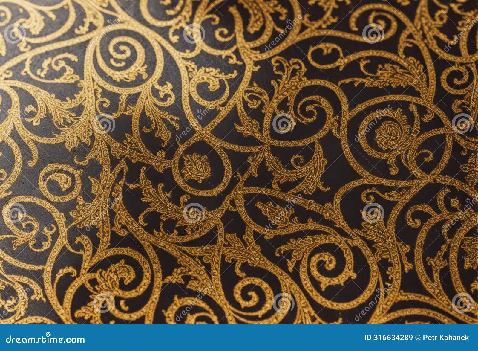 Eclectic Paisley Patterns Embossed On Leather, Featuring Gold And Black ...