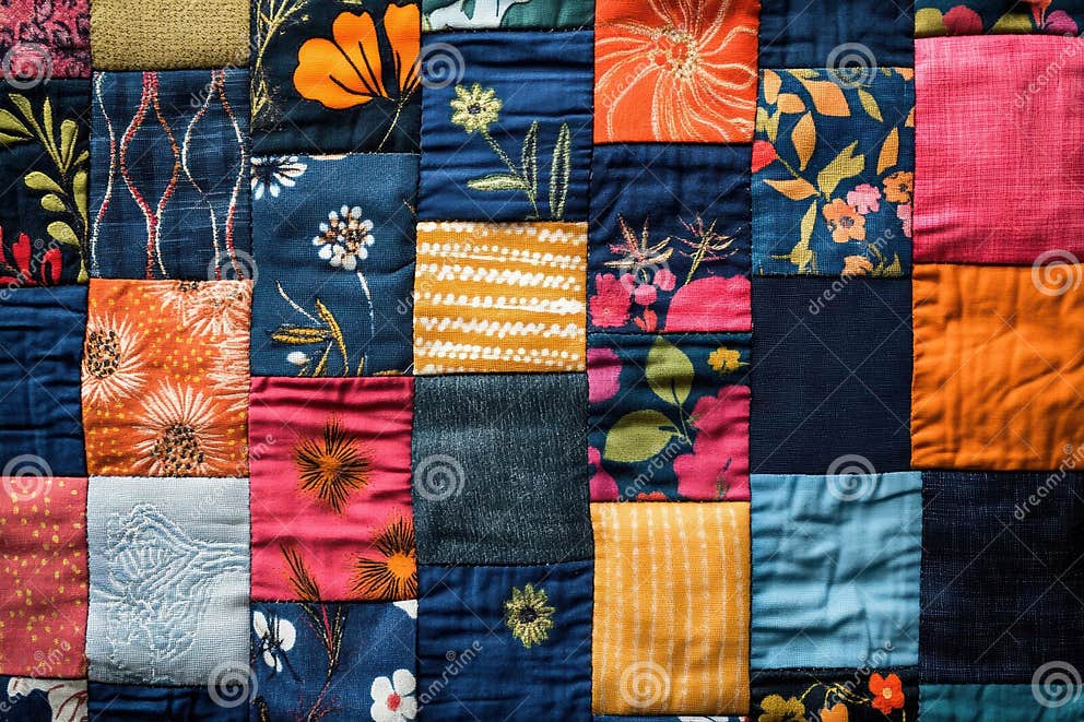 Eclectic Patchwork Design, Patchwork Design Featuring Colorful Squares ...