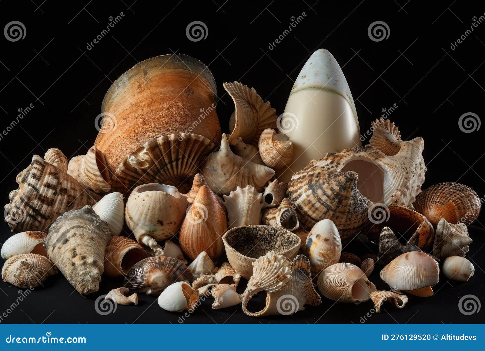 An Eclectic Seashell Collection of Various Shapes and Sizes Stock ...