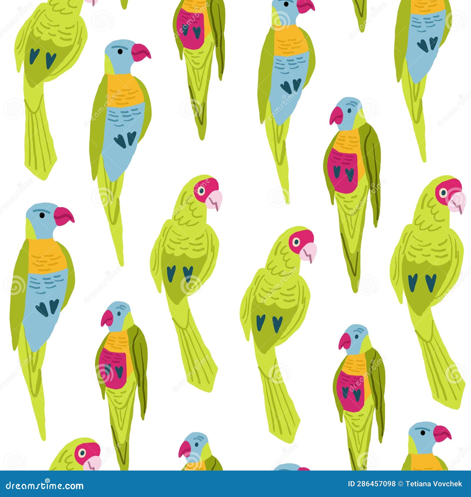 Eclectus Parrot Vector Seamless Pattern on White. Exotic Bird Pattern ...