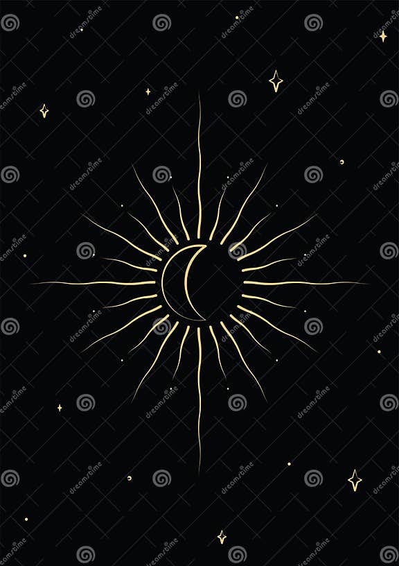 Eclipse. Sacred Geometry on Black Background. Abstract Vector ...