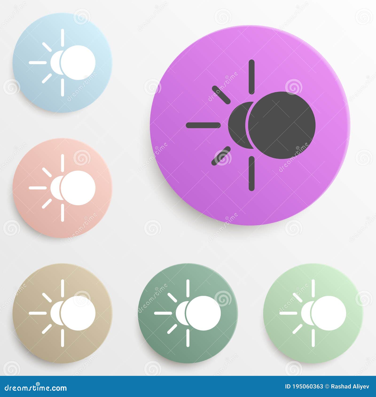 Eclipse Badge Color Set. Simple Glyph, Flat Vector of Web Icons for Ui ...