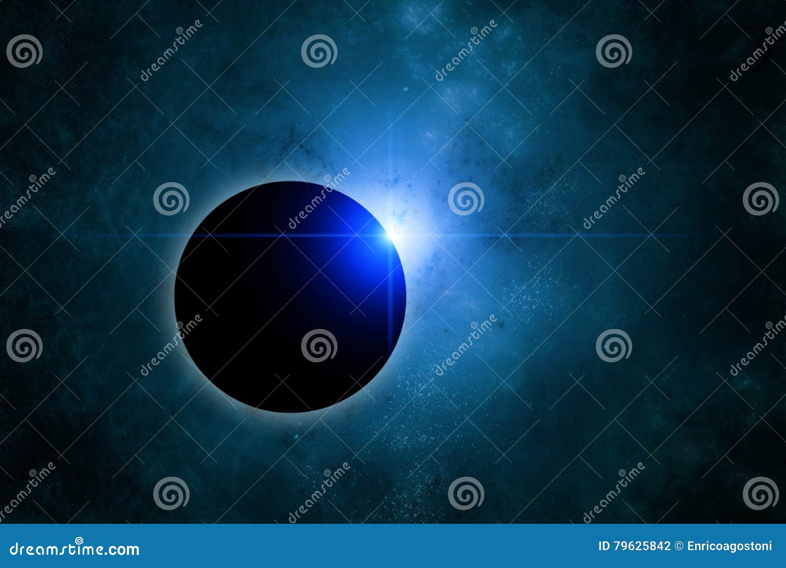 Eclipse with Blue Nebula on Background Stock Illustration ...