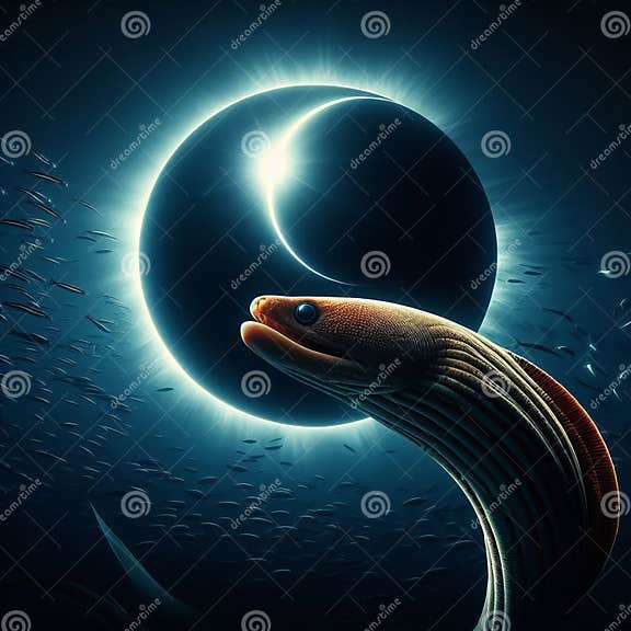 Eclipse Eel an Eel in the Deep Ocean Its Body Outlined by the Li Stock ...