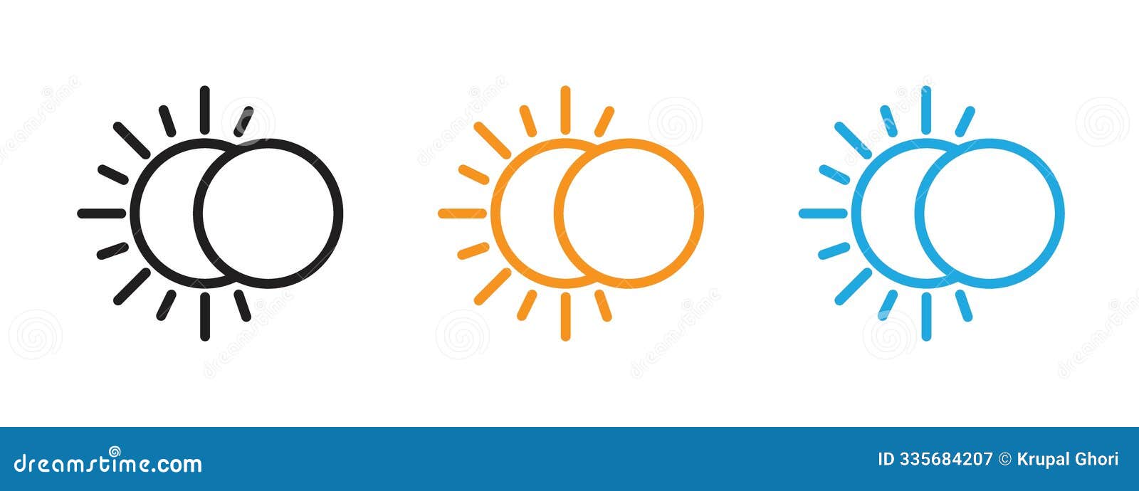 Eclipse Icon Thin Line Illustration Set Stock Vector - Illustration of ...