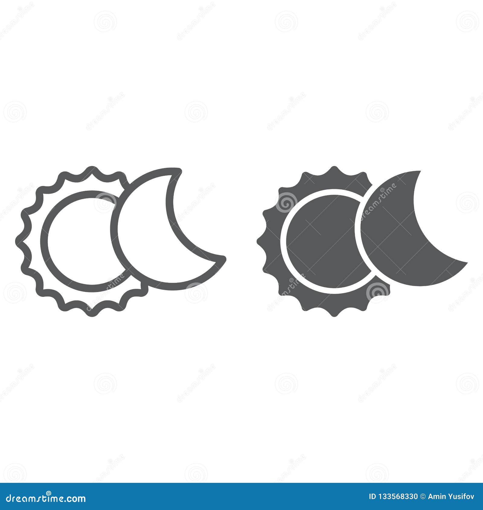 Eclipse Line and Glyph Icon, Space and Astronomy, Solar Eclipse Sign ...
