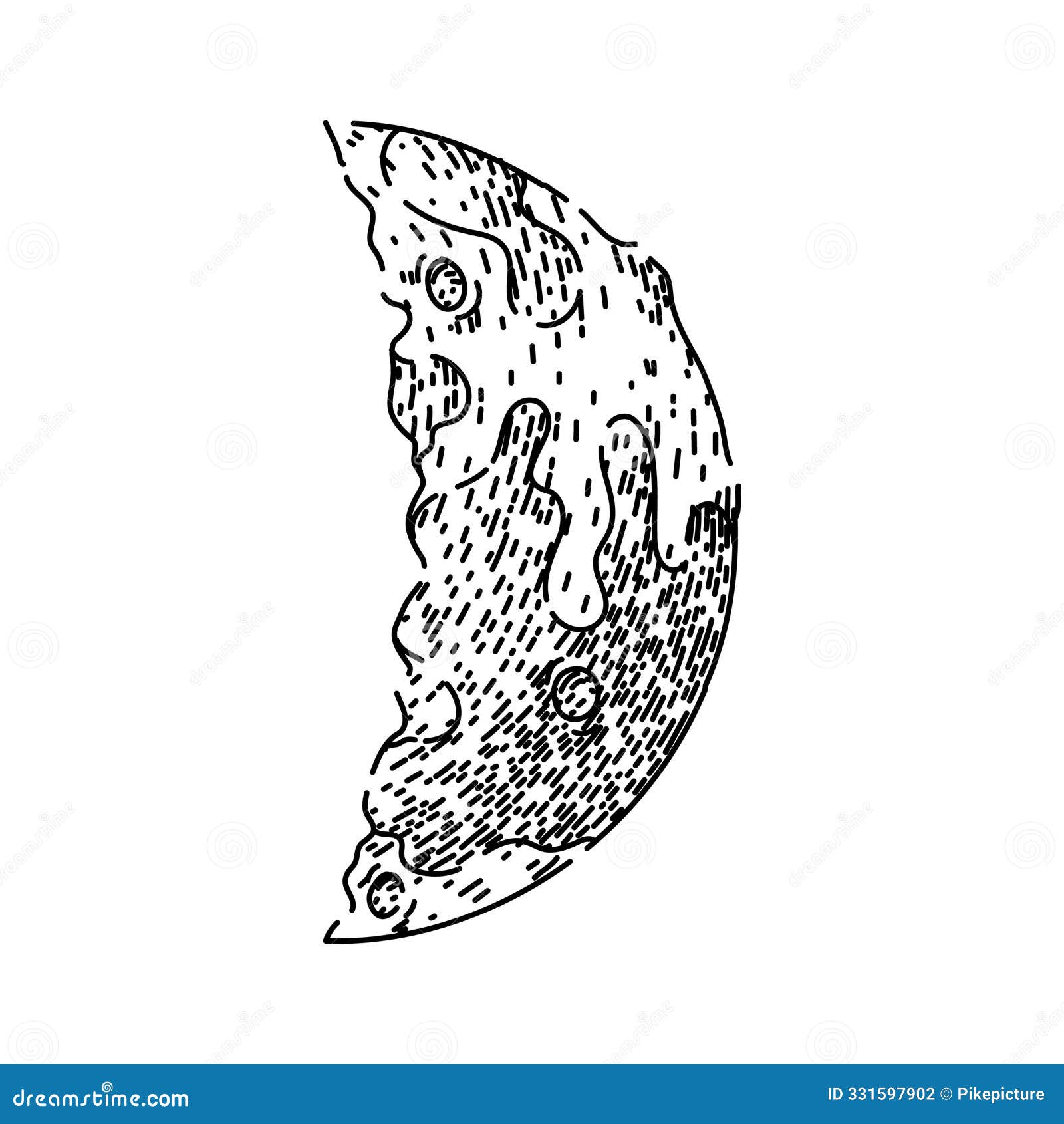 Eclipse Moon Sketch Hand Drawn Vector Stock Illustration - Illustration ...