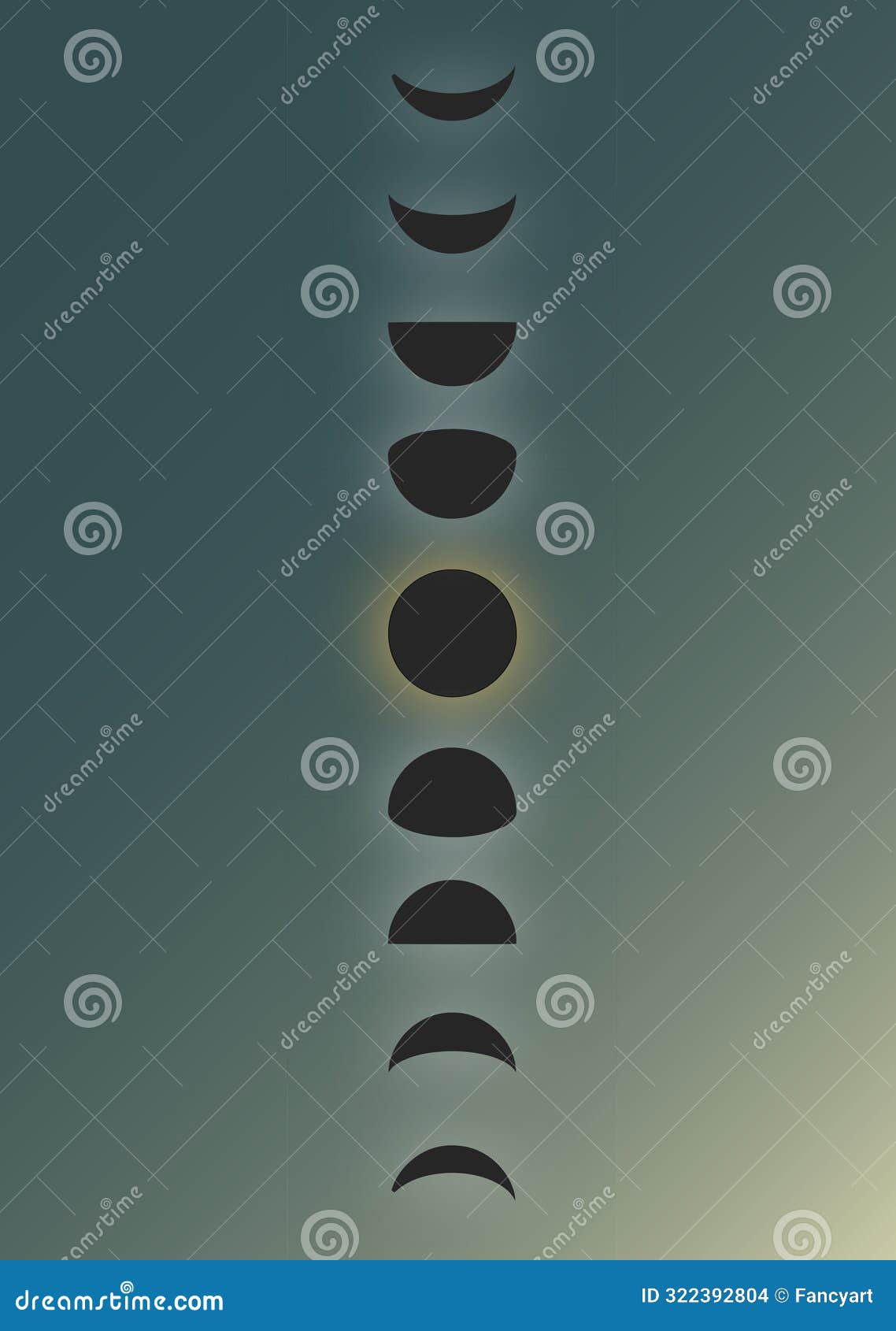 Eclipse and Moons of Various Phases Stock Vector - Illustration of ...