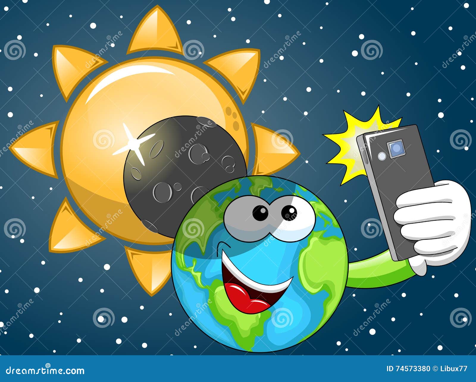Eclipse Solar Do Selfie Da Terra Dos Desenhos Animados Ilustração do ...
