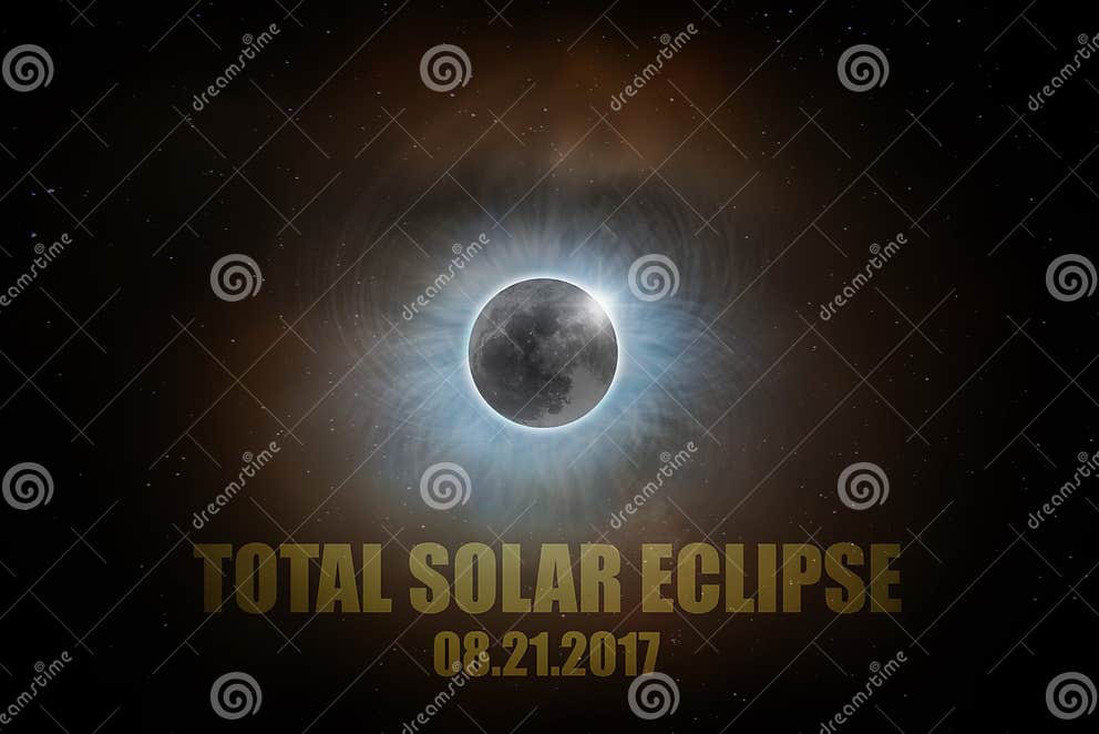 Eclipse Solar Texto Total Del 21 De Agosto De 2017 Stock de ilustración ...