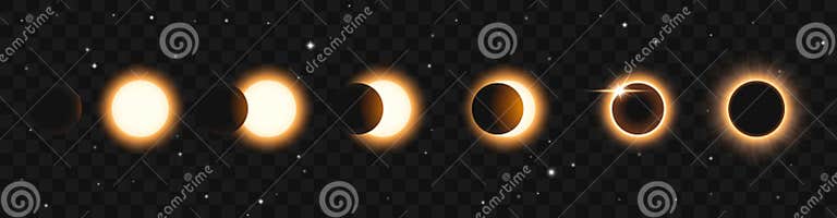 Eclipse Stages Realistic stock vector. Illustration of crescent - 279760982