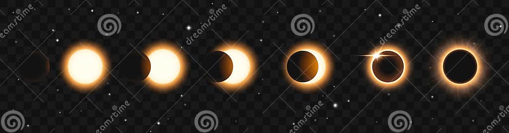 Eclipse Stages Realistic stock vector. Illustration of crescent - 279760982